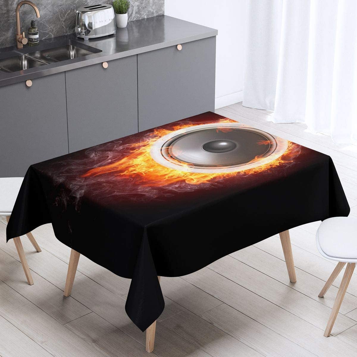 Rock Music Themed Table Cover for Kitchen Dining Room Chic Musical ...