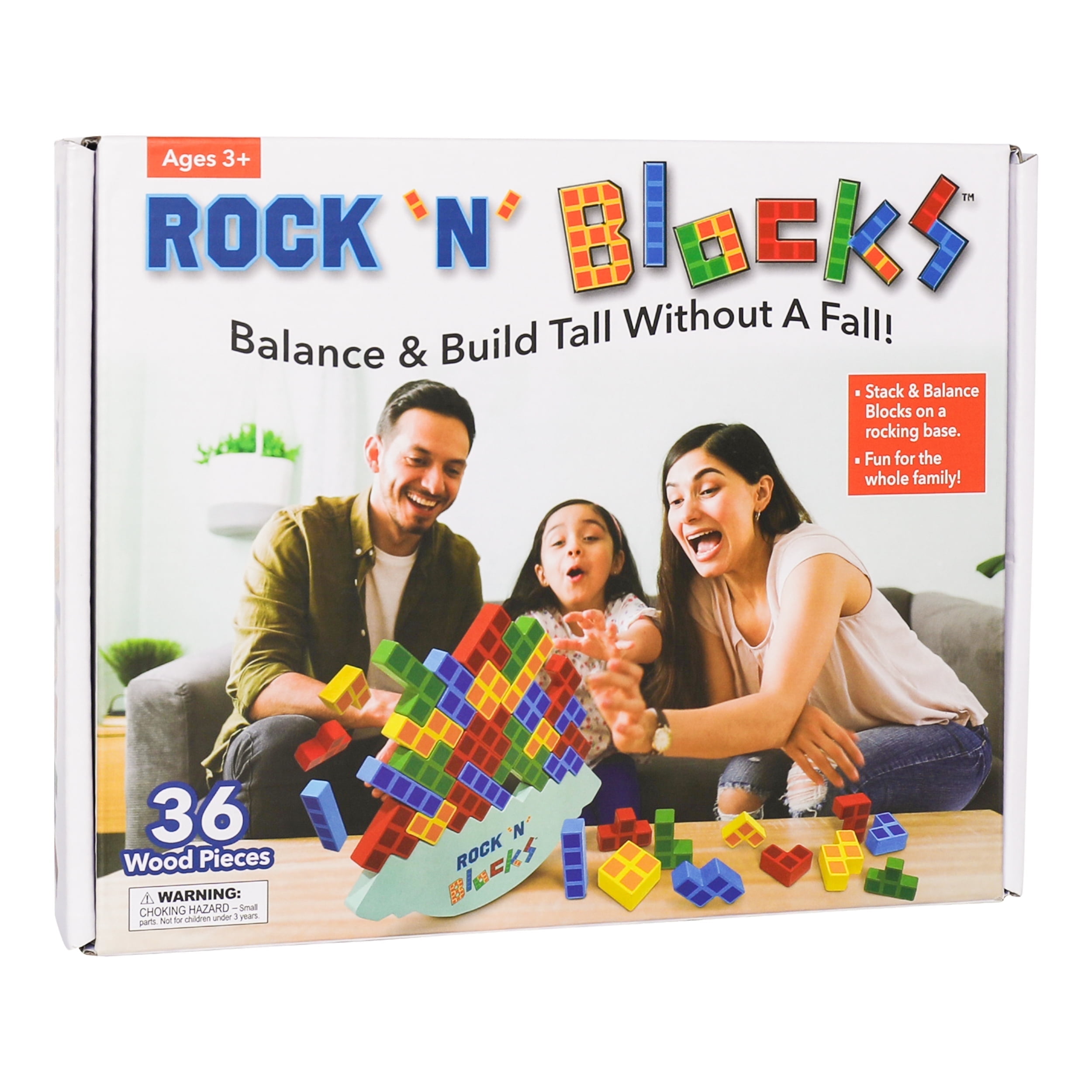 Rock N Blocks Premium Wooden Stacking Game – 36-Piece Family Fun Tower ...