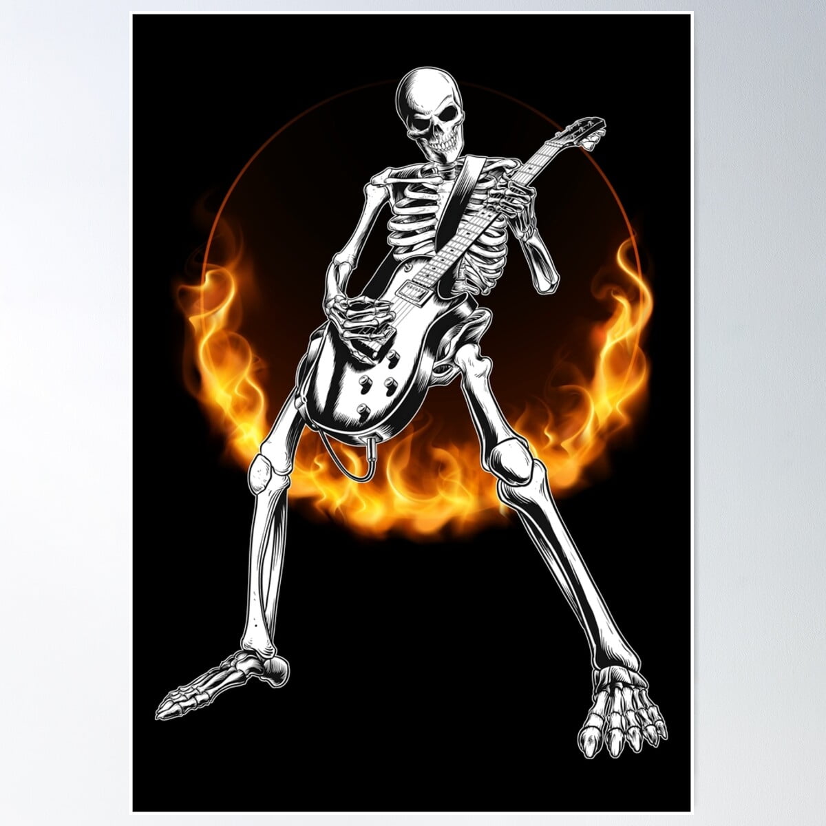 Rock N Roll Rocking Heavy Metal Skeleton Poster Wall Art, Modern Wall ...