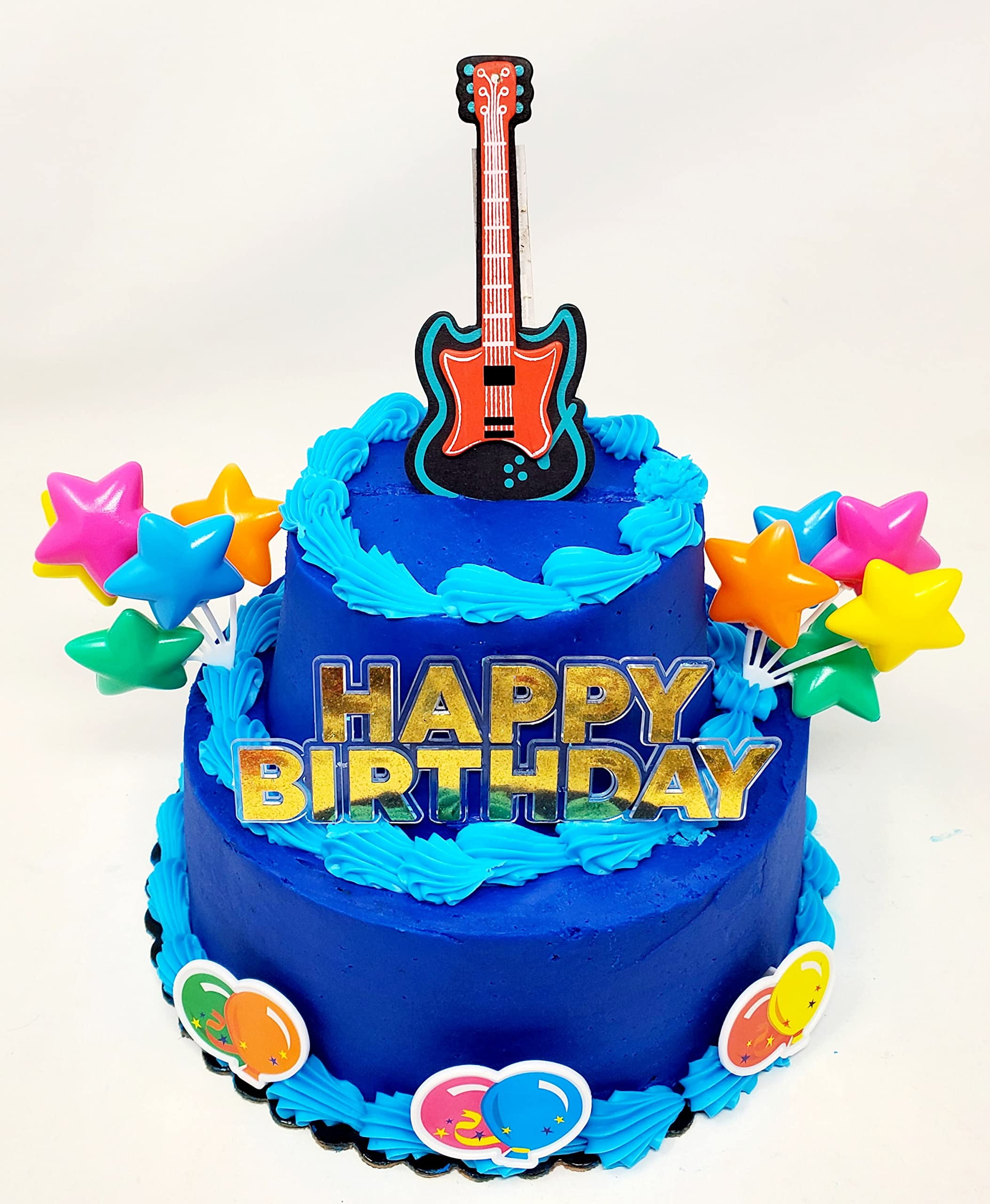Rock N Roll SCH4 Guitar Themed 7 Piece Birthday Cake Topper Set ...