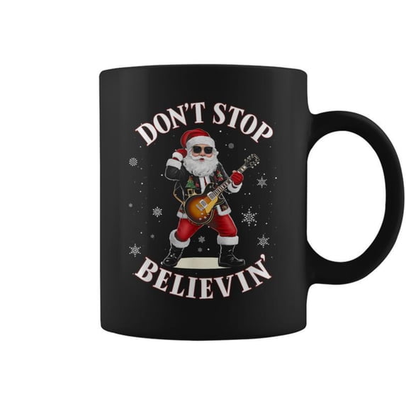Rock N Roll Santa Christmas Cheer Guitarist Santa Rocker Coffee Mugs ...