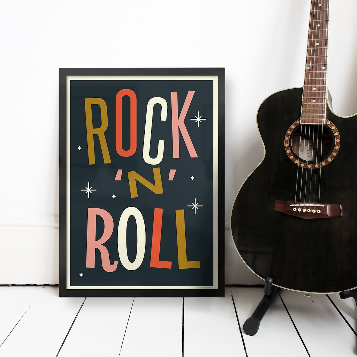 Rock N Roll Typographic Art Print Wall Art, Modern Wall Decor, 16x24 ...