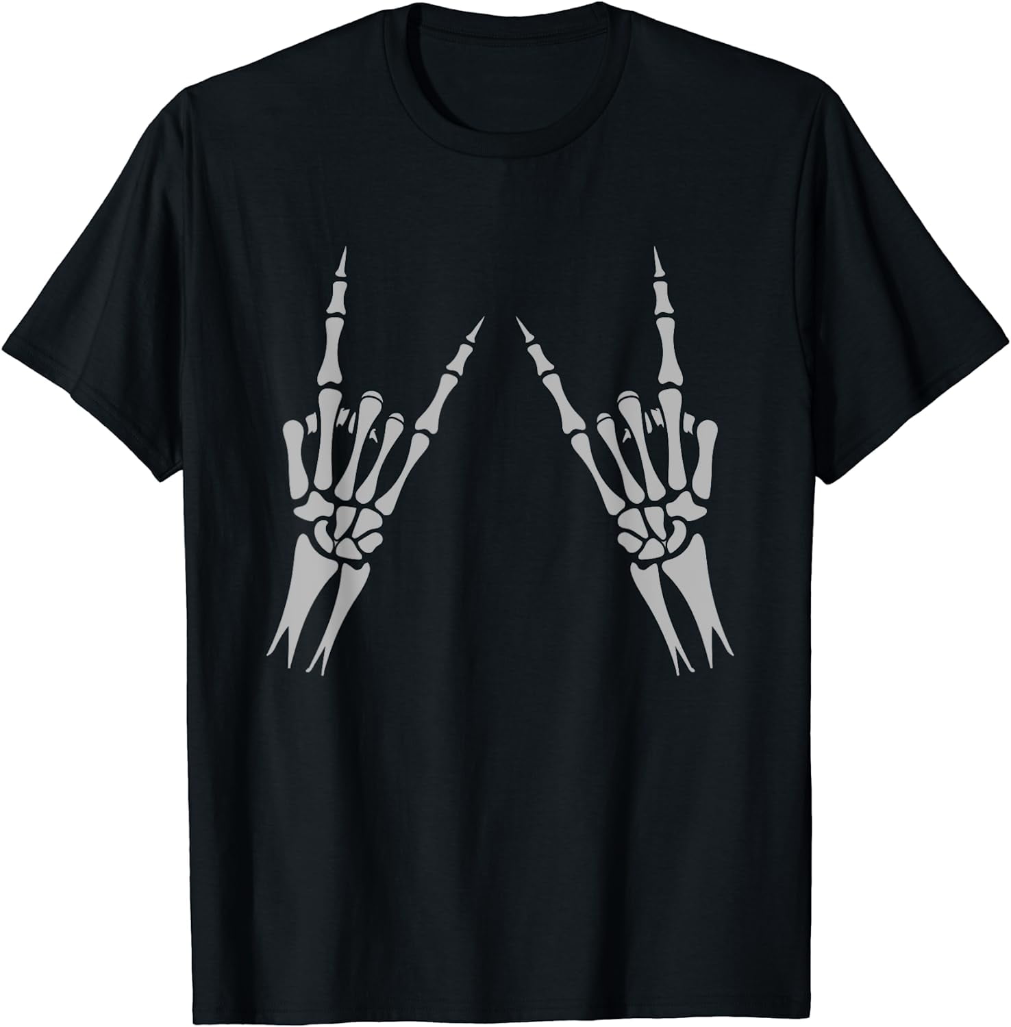 Rock On Band Tees Rock And Roll Halloween Skeleton Hands T Shirt