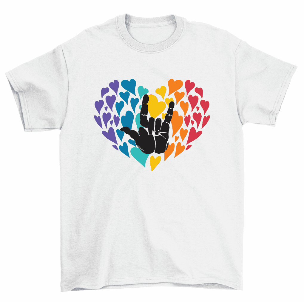 Rock On Hand Sign Hearts T-Shirt Women Unisex - Walmart.com