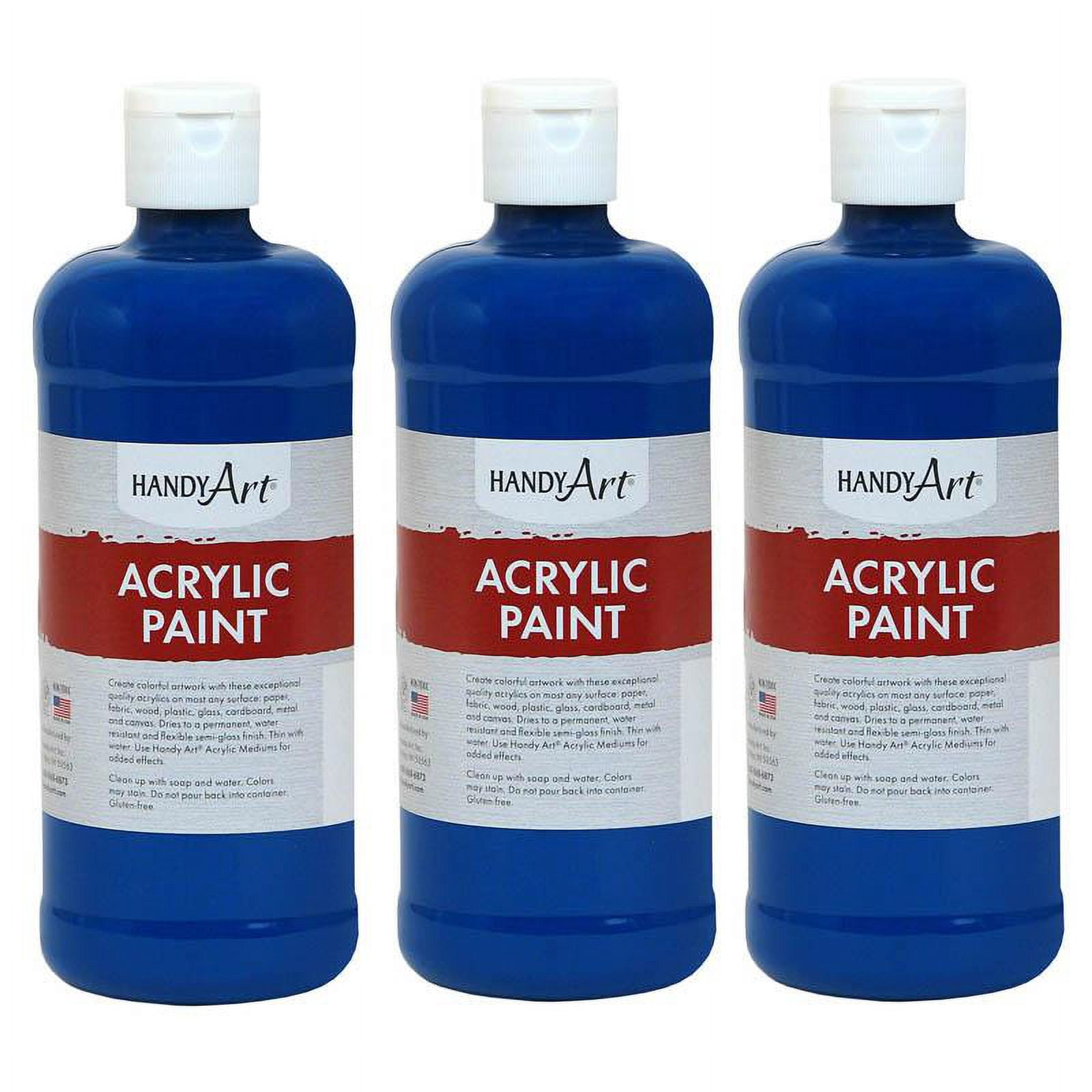 Rock Paint & Handy Art RPC101065-3 16 oz Acrylic Paint, Ultra Blue - 3 ...