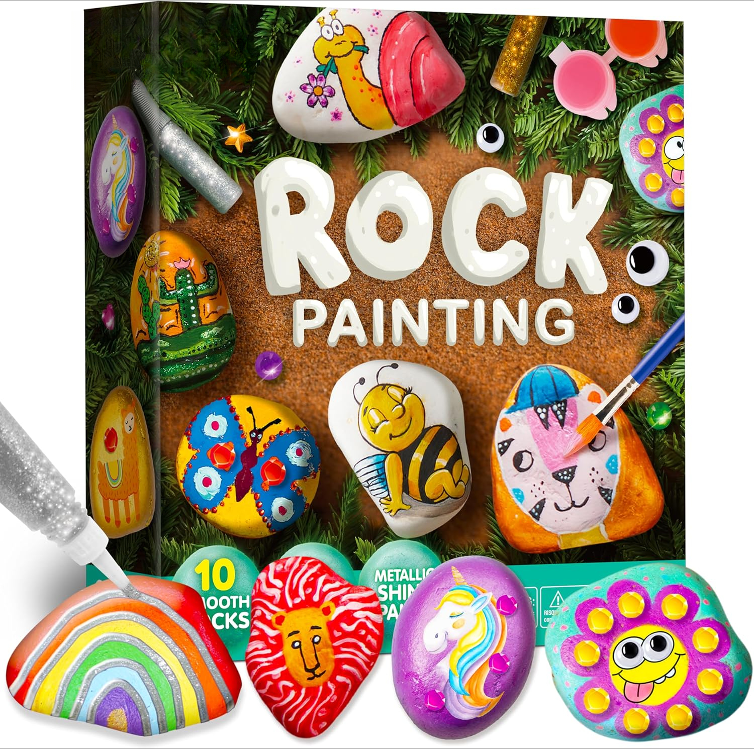 Rock Painting Kit- Glow in The Dark Rock Kit, Arts and Crafts for Kids ...