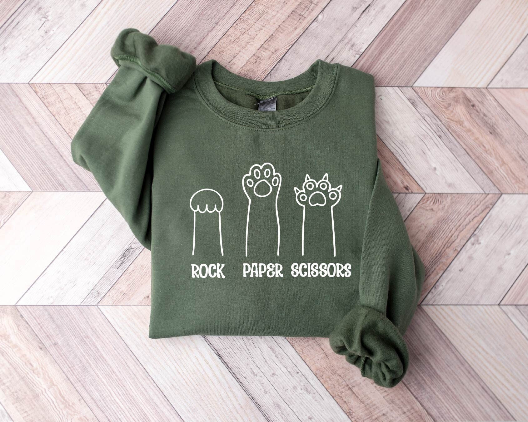 Rock Paper Scissors T-Shirt, Funny Cat Paw Shirt, Unisex Crewneck Shirt ...