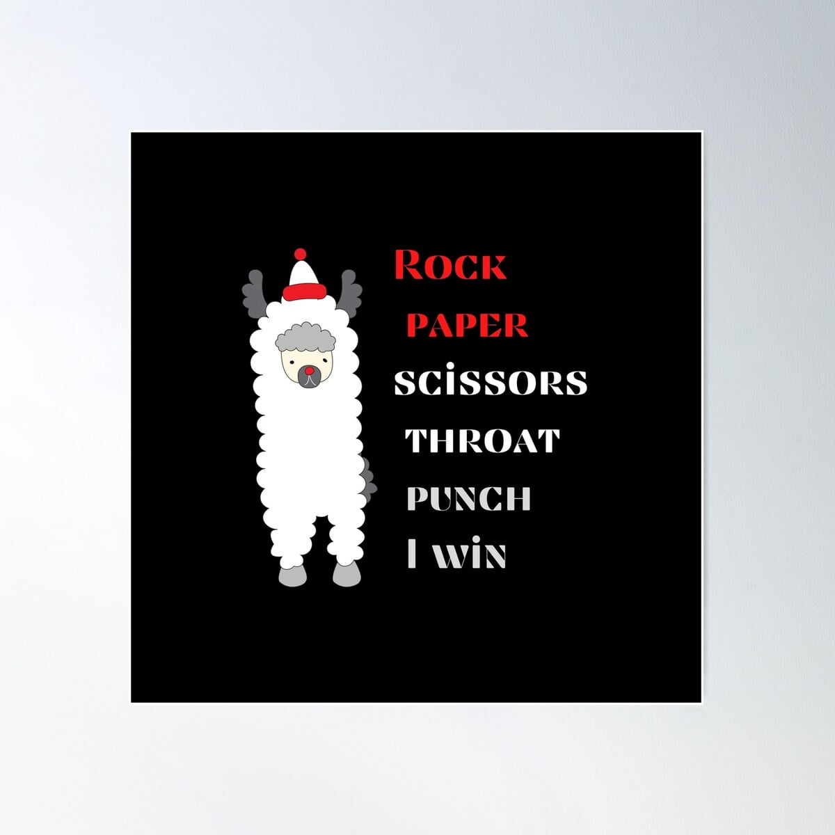 Rock Paper Scissors Throat Punch I Win Cap Poster Wall Art, Modern Wall ...