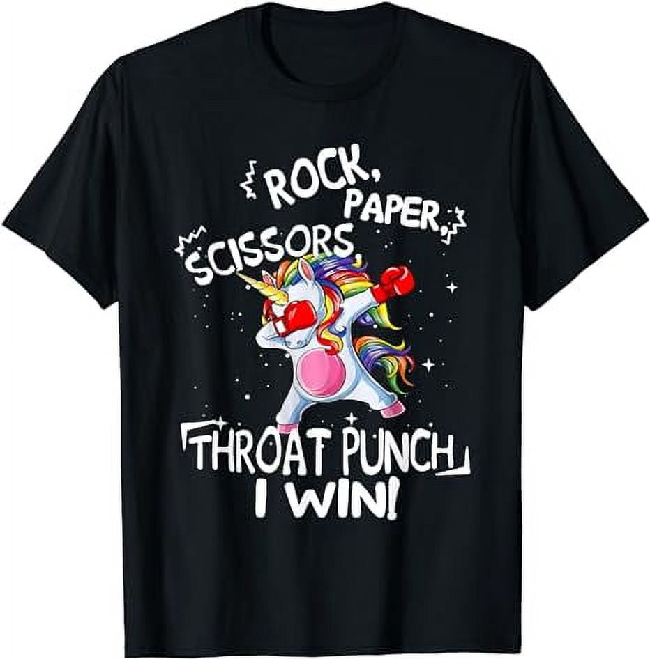 Rock Paper Scissors Throat Punch I win Unicorn Boxing T-Shirt - Walmart.com