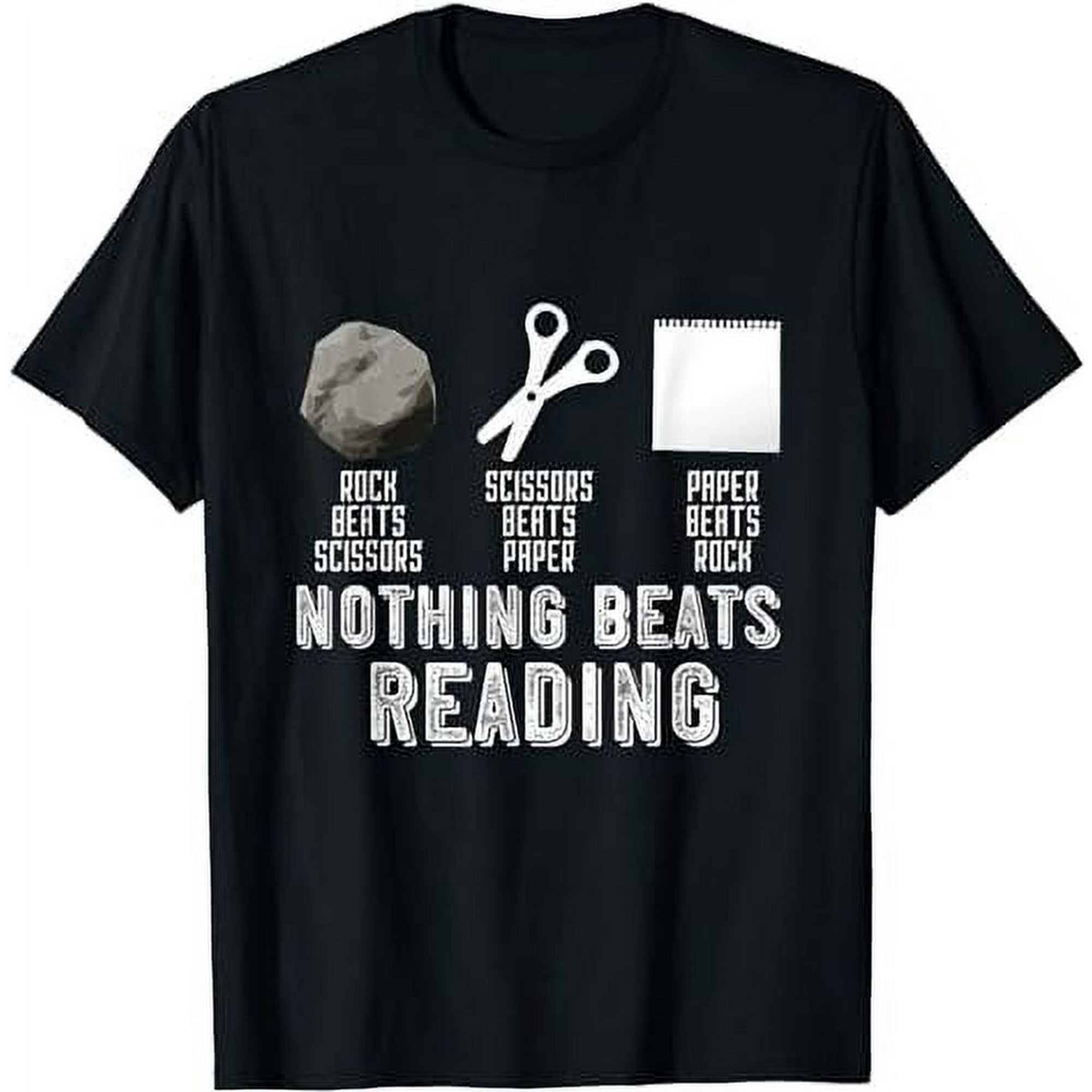 Rock Paper Scissors Vintage Nothing Beats Reading Hand Game T-Shirt ...