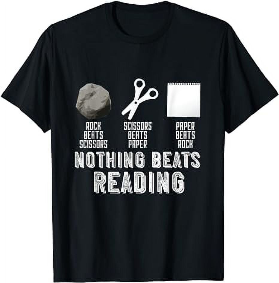 Rock Paper Scissors Vintage Nothing Beats Reading Hand Game T-Shirt ...