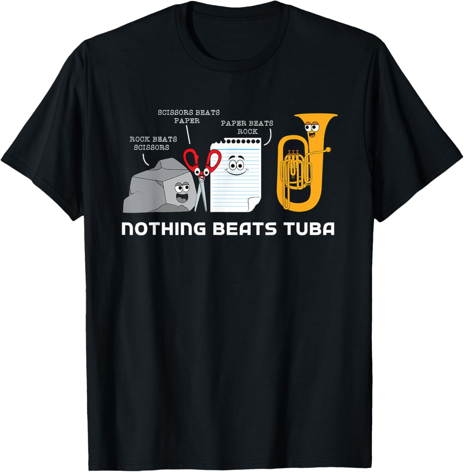 Rock Paper Siccor Nothing Beats Tuba T-Shirt tee - Walmart.com