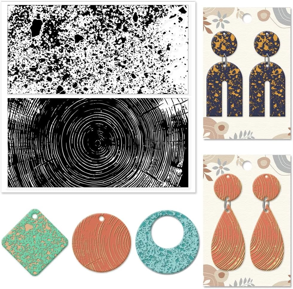 Rock Particles Polymer Clay Texture Sheets Growth Rings Texture Stamp ...