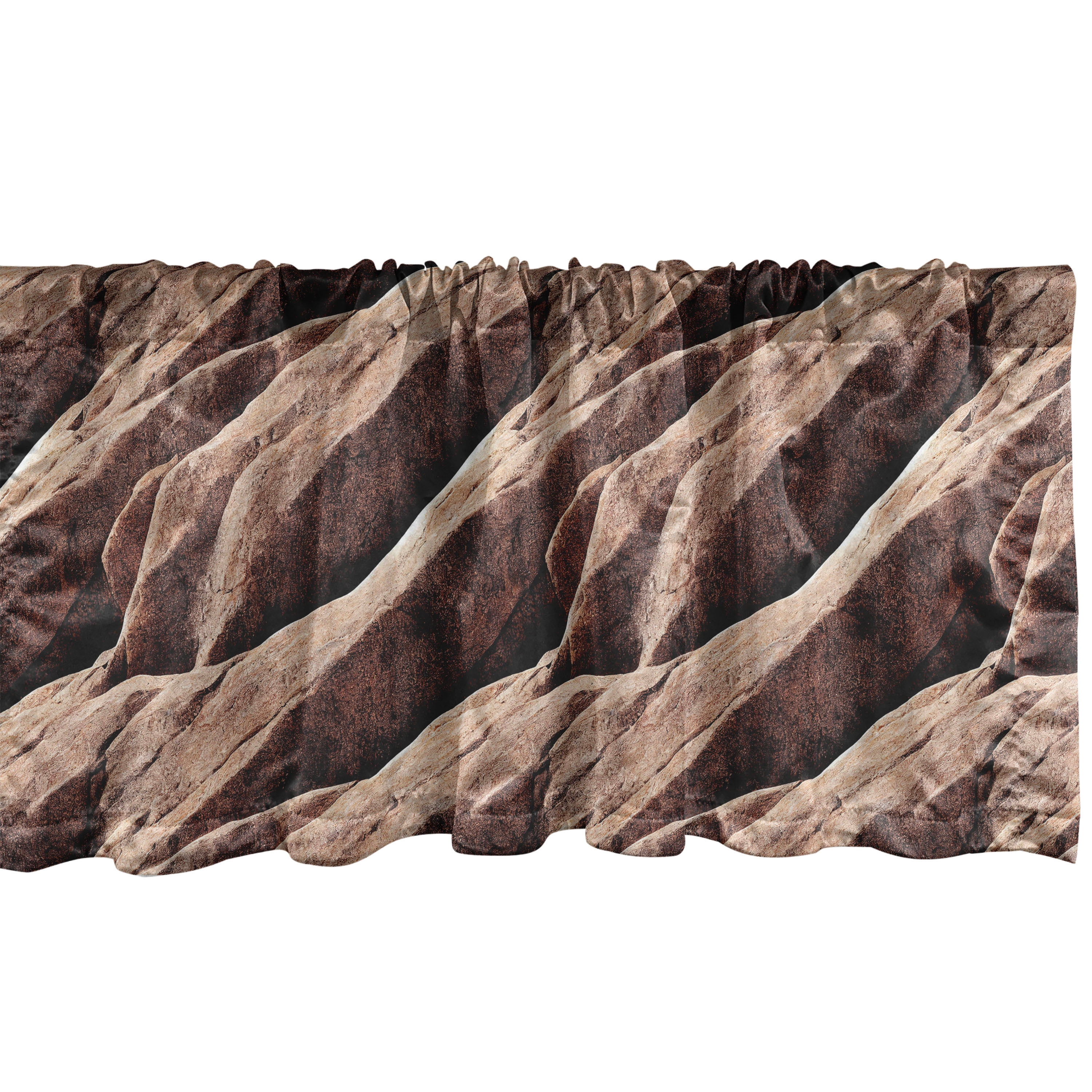 Rock Pattern Window Valance, Natural Stone Look Print Wild Desert Close ...