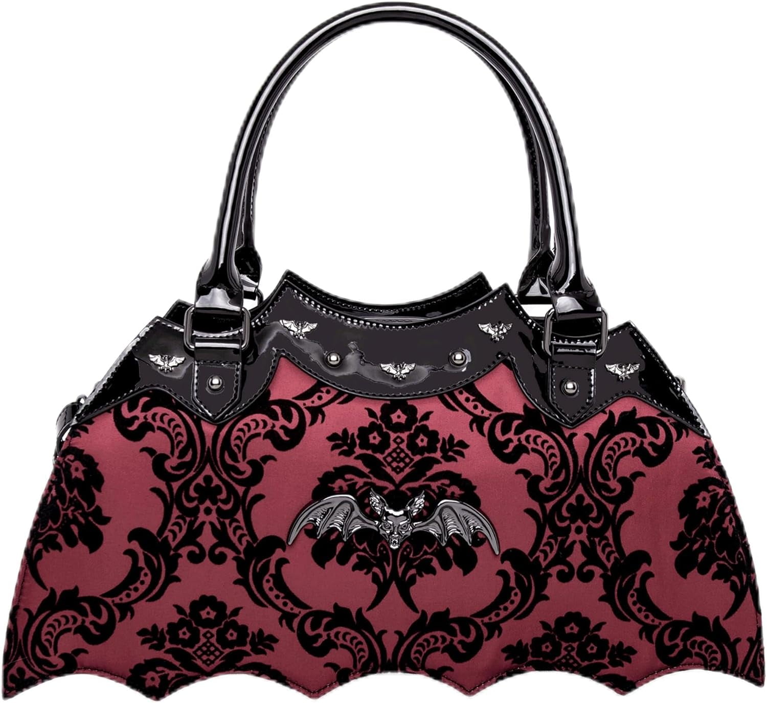 Rock Rebel Damask Bat Handbag Purse Satchel Crossbody Satin Velvet ...