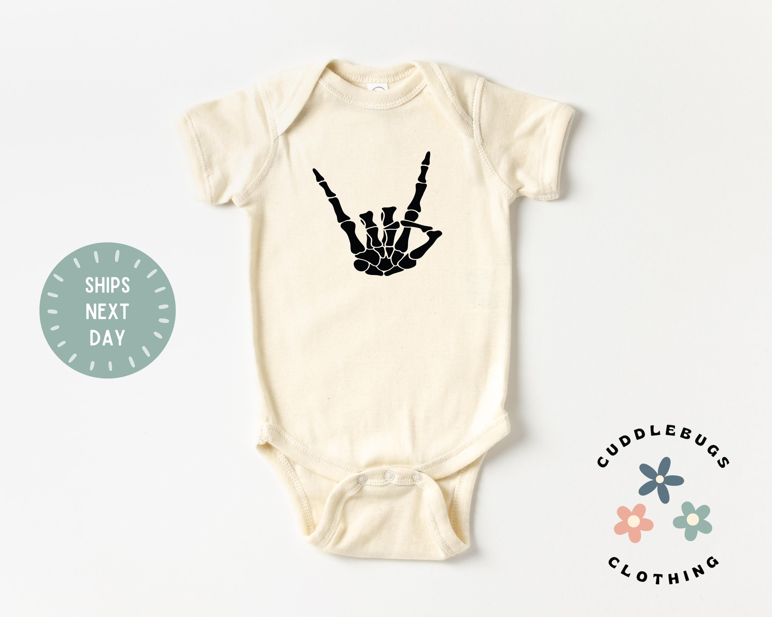Rock And Roll Baby Onsies Bodysuit, Skeleton Hand Baby Bodysuit, Punk ...