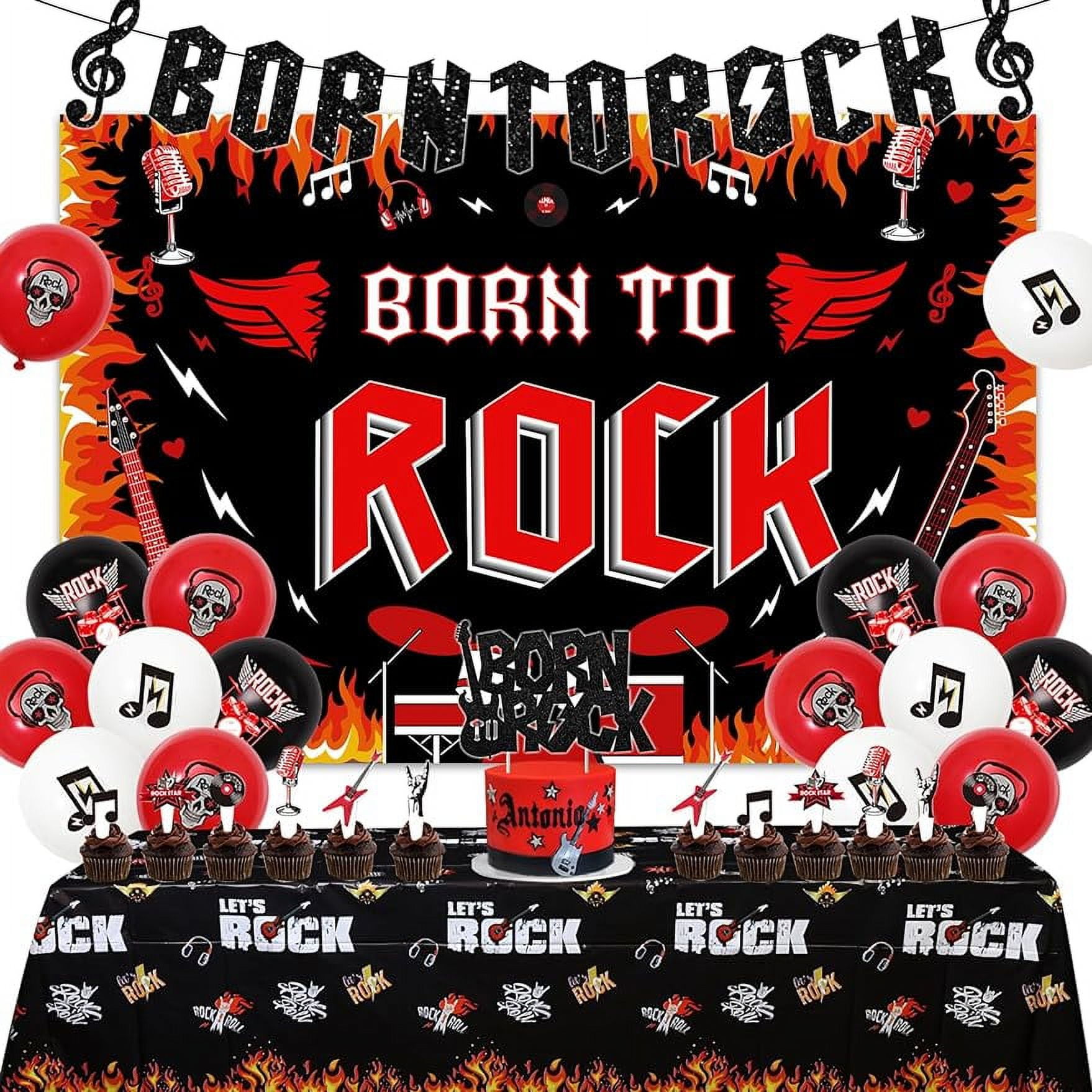 Rock and Roll Birthday Decorations, Born to Rock Theme Birthday Party ...