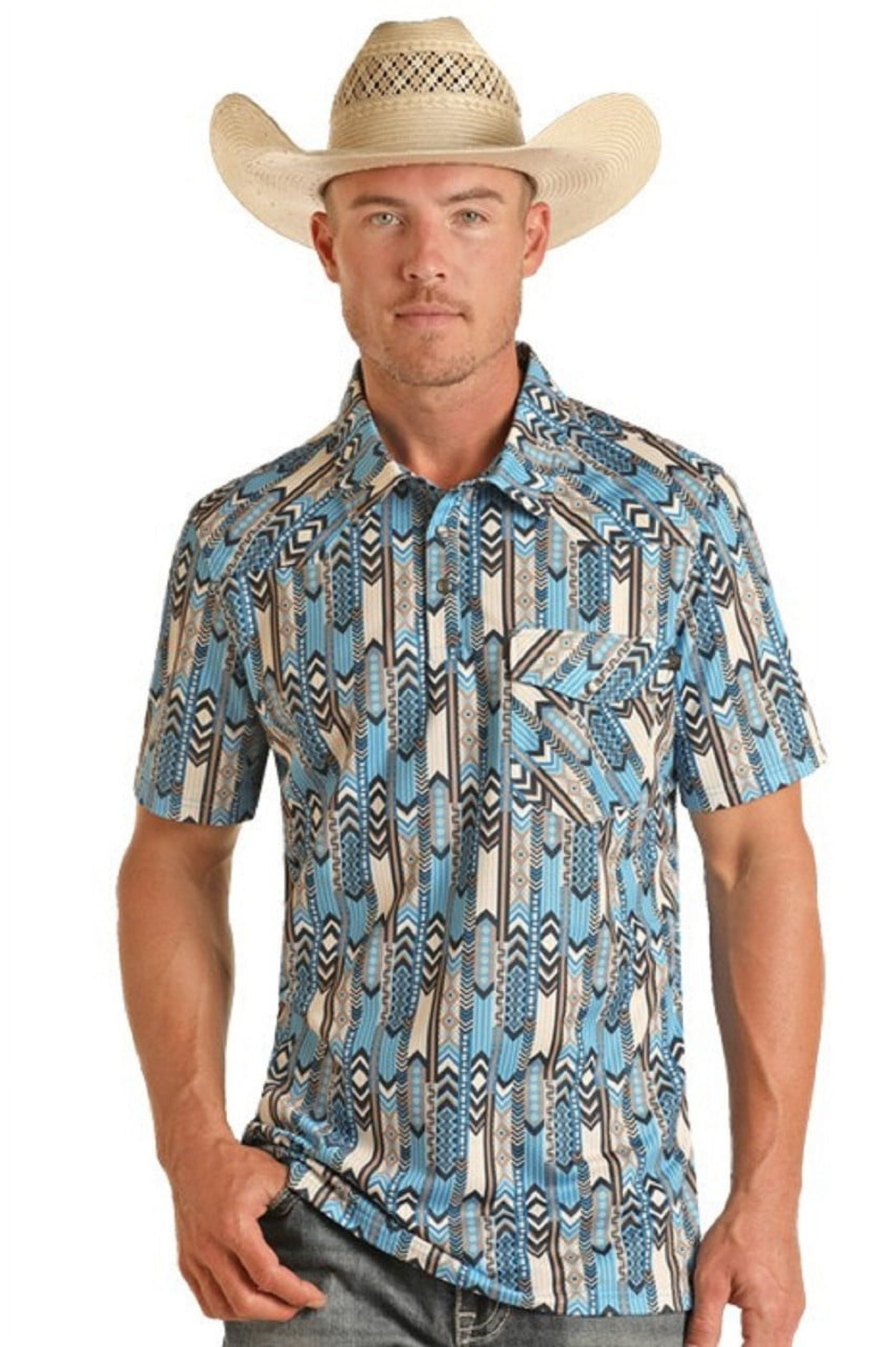 Rock & Roll Blue Aztec Print Polo - Mens Polo - Bm53T03491 - Walmart.com