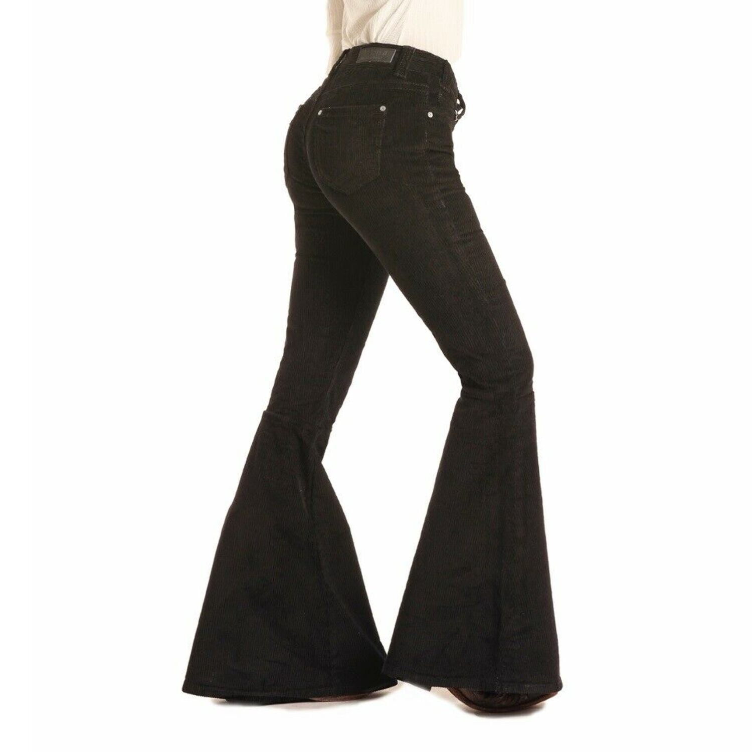 Rock Roll Cowgirl Black Corduroy Bell Bottom Pants W1B3446 - Walmart.com