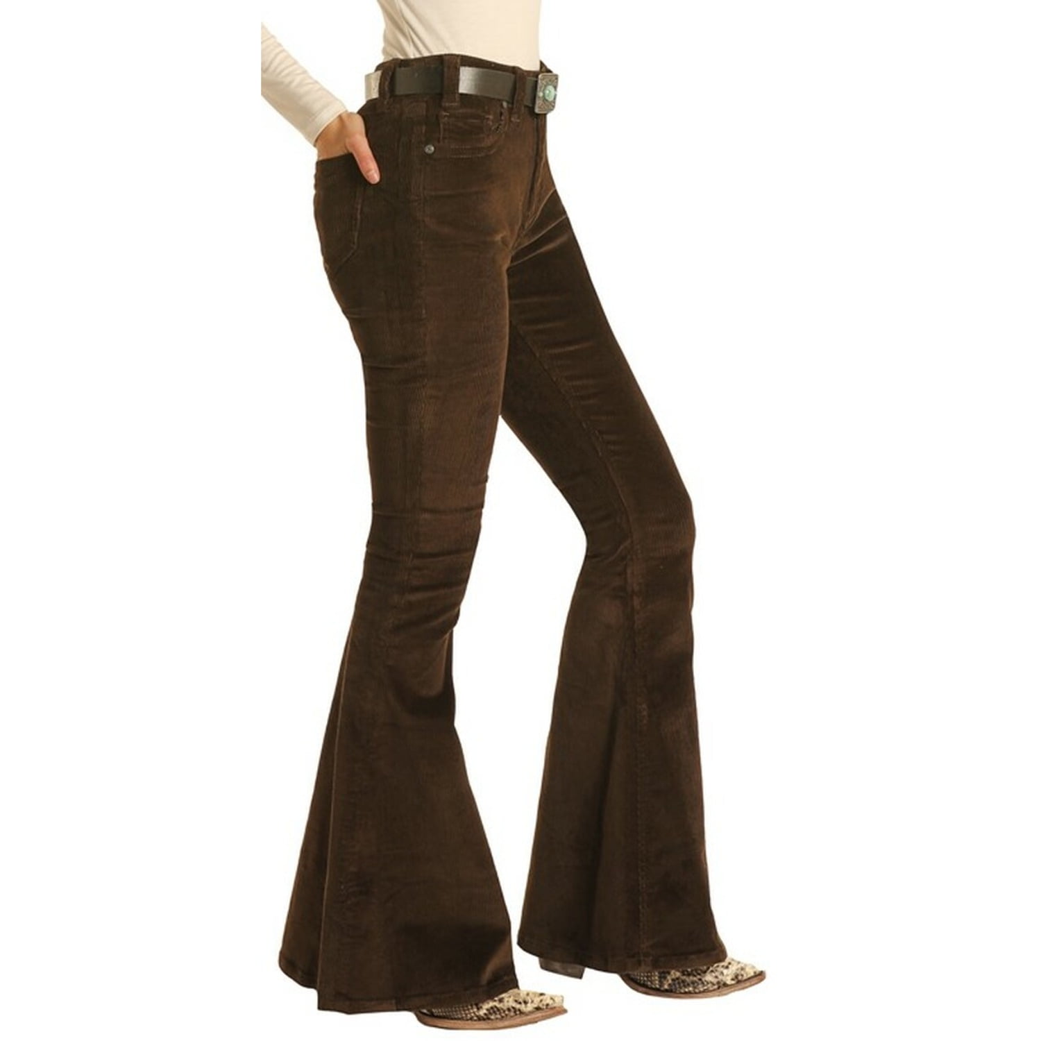 Rock Roll Cowgirl® Ladies Corduroy Dark Olive Bell Bottoms WHB7523 ...
