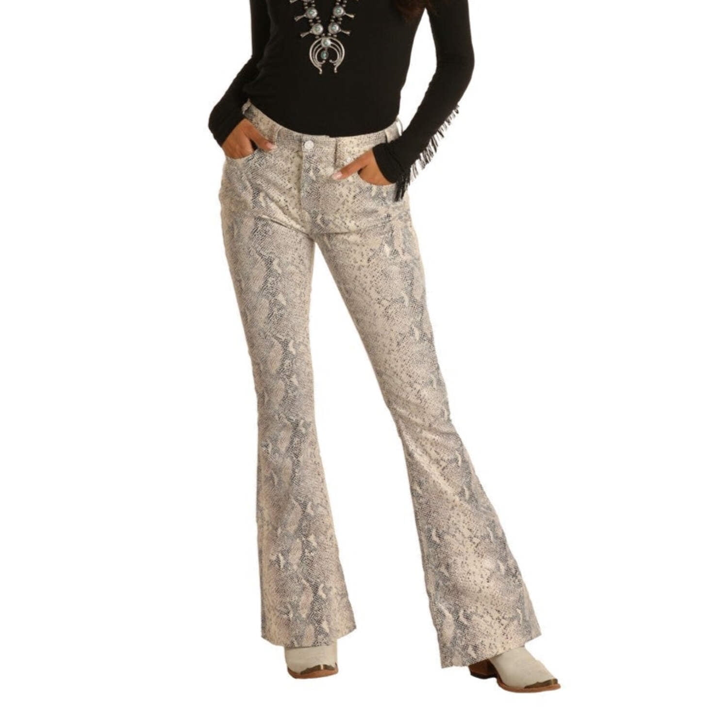 Rock Roll Cowgirl® Ladies Snake Print High Rise Flare Jeans WHN6114 ...