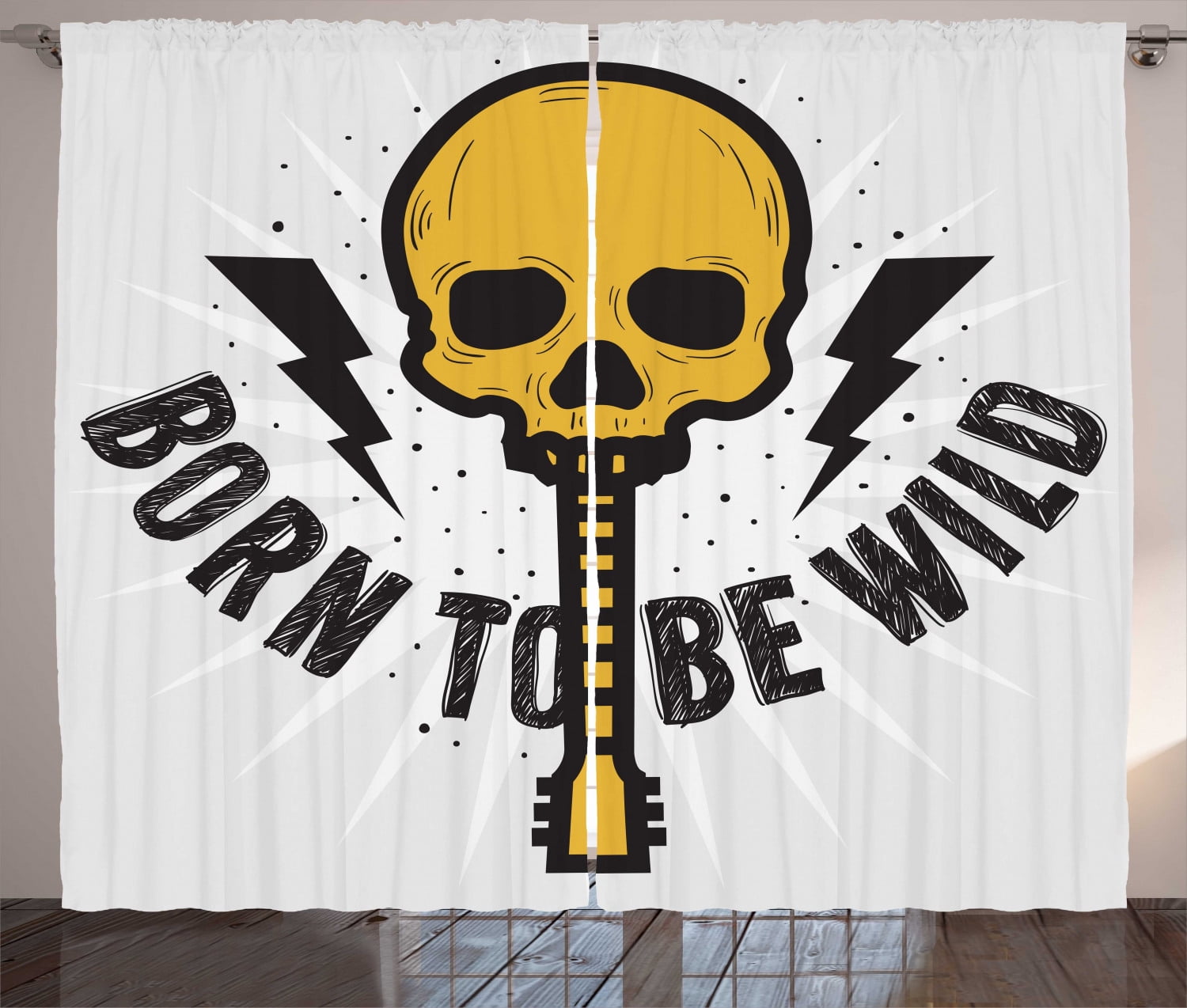Ambesonne Rock and Roll Curtains 2 Panel Set, Born to Be Wild Text, 108 ...