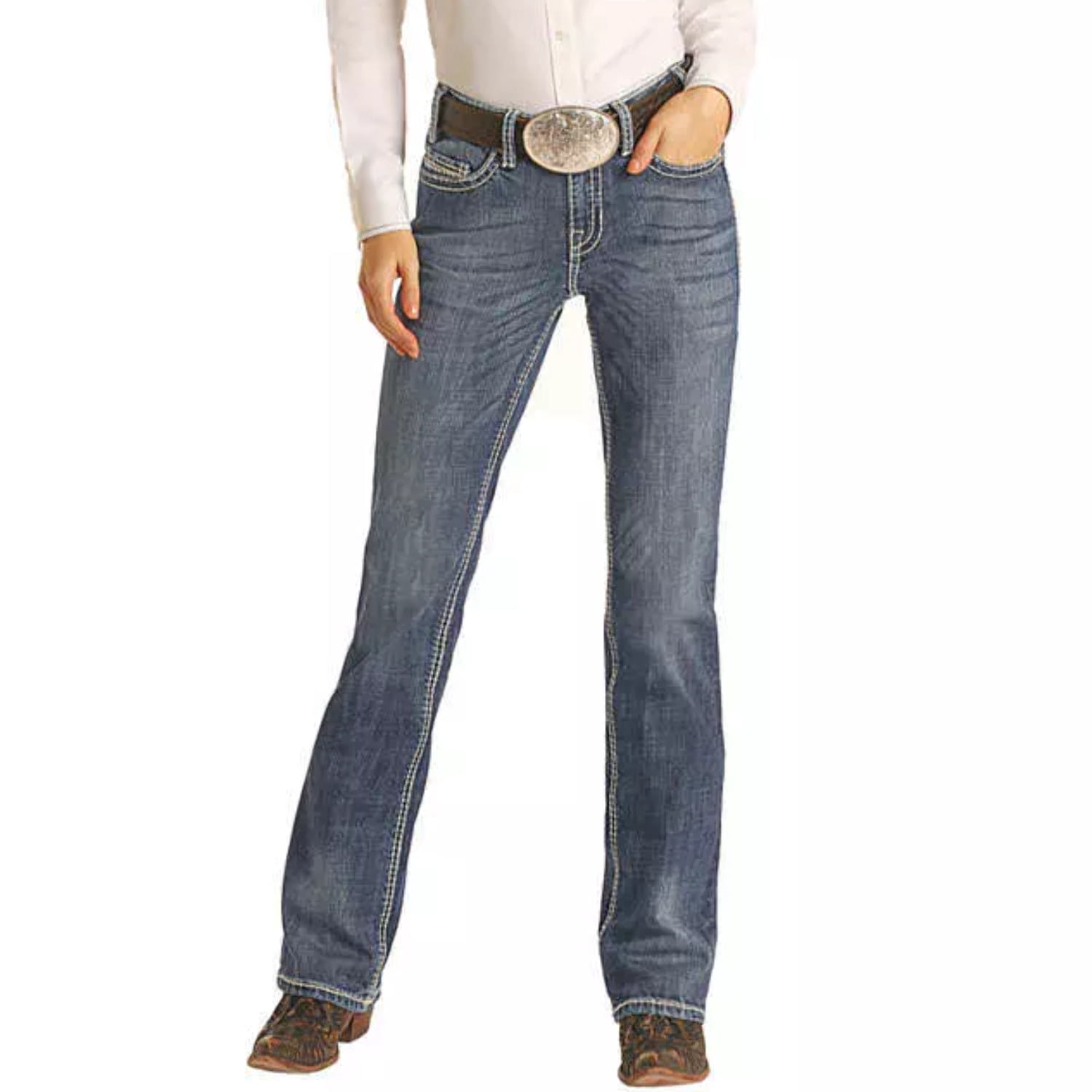 Rock Roll Denim® Ladies Dark Vintage Bootcut Riding Jeans W7-2709 ...