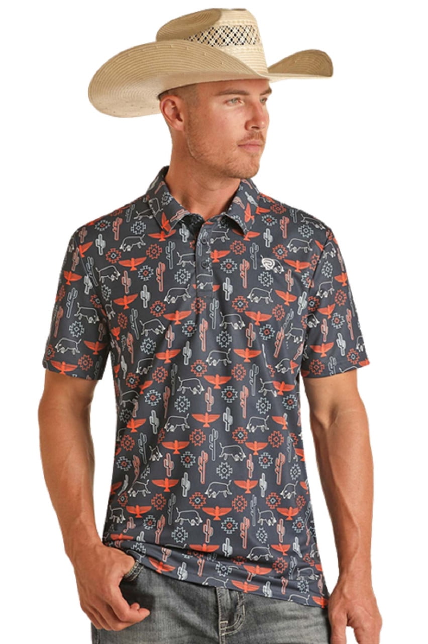 Rock & Roll Conversational Navy Print - Mens Polo - Bm51T03490 ...