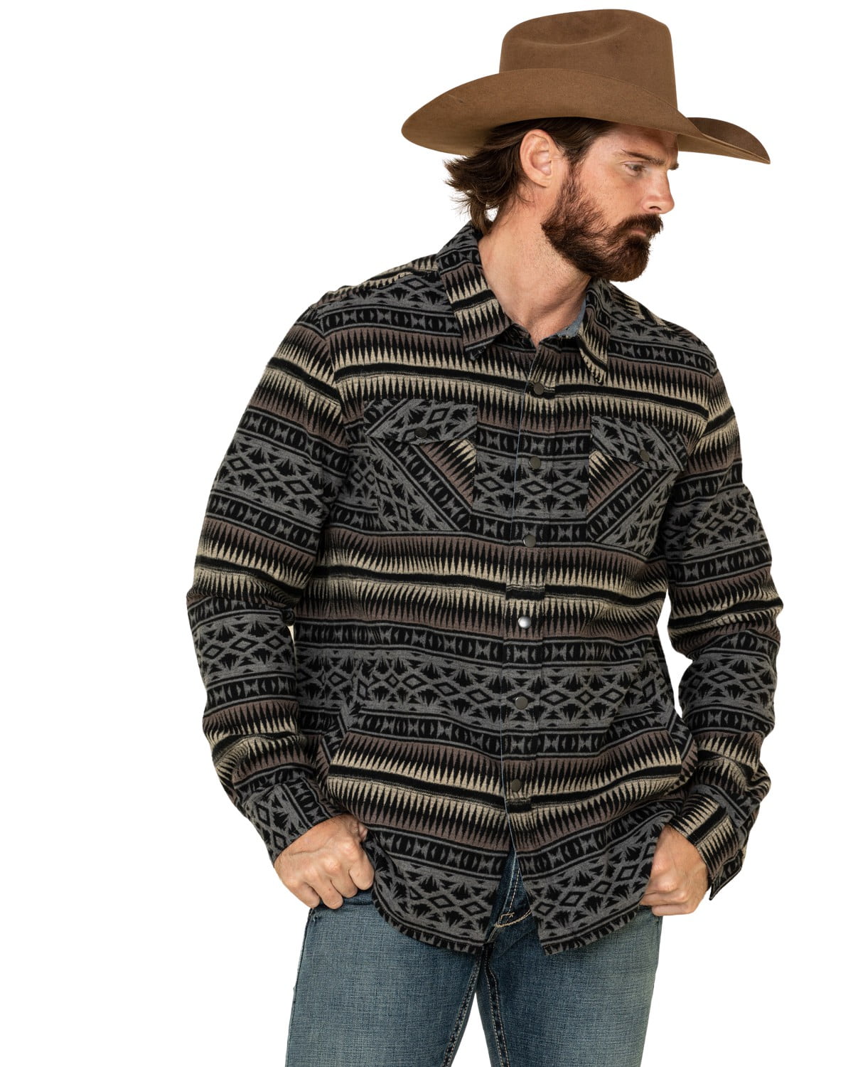 Rock & Roll Denim Men's And Jacquard Southwestern Print Border Jacket ...