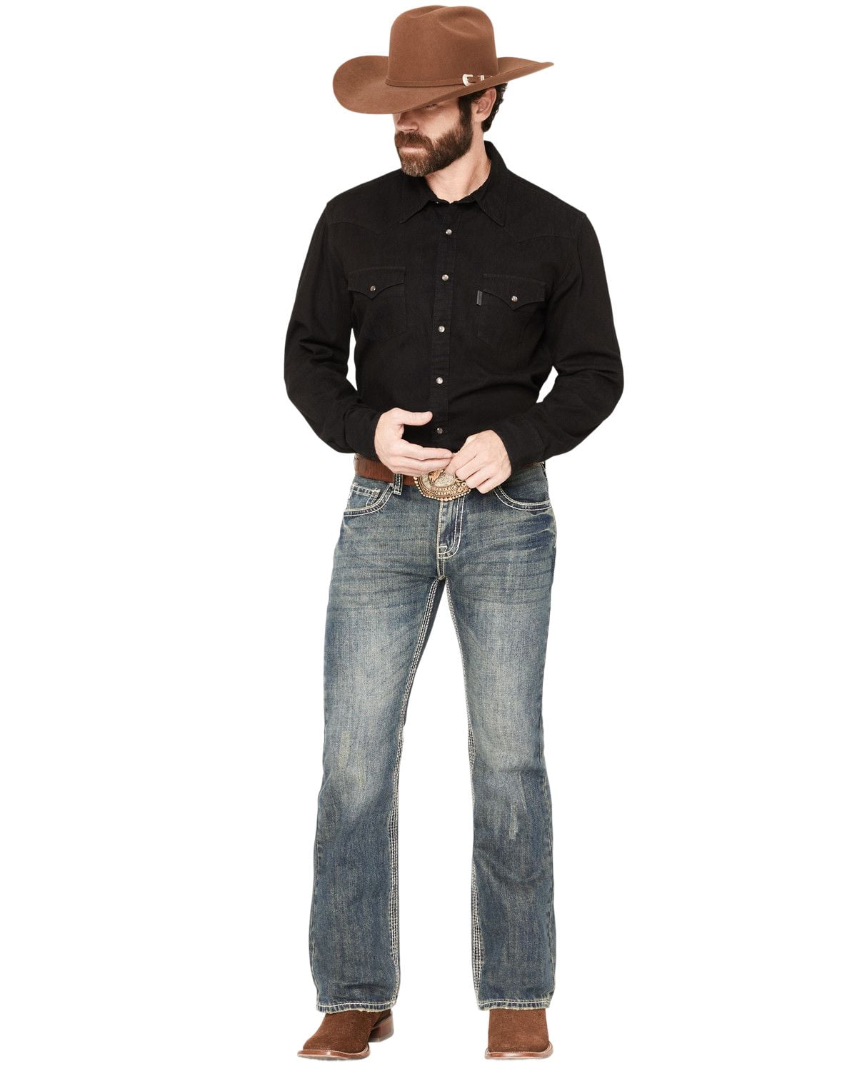 Rock Roll Denim Men's Pistol Boot Cut Medium Wash Jeans M0P2602 ...