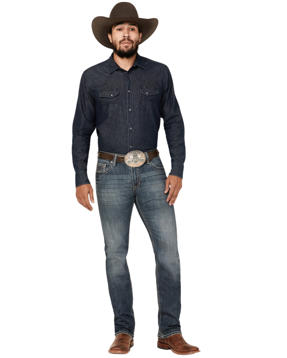 Rock & Roll Denim Mens Slim Fit Bar Stitch Straight Leg Jeans (40x32 ...
