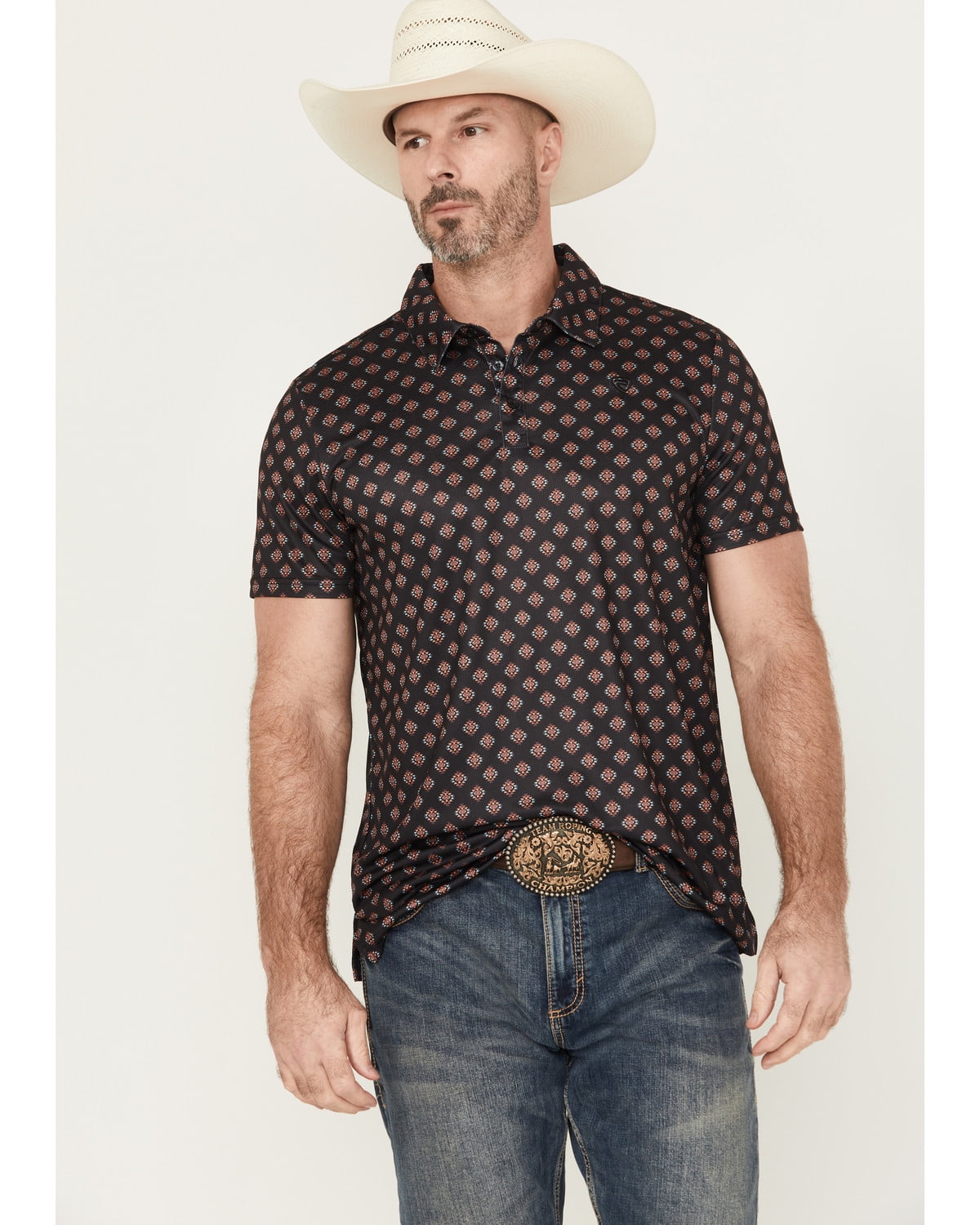 Rock & Roll Denim Men's And Southwestern Geo Print Short Sleeve Button ...