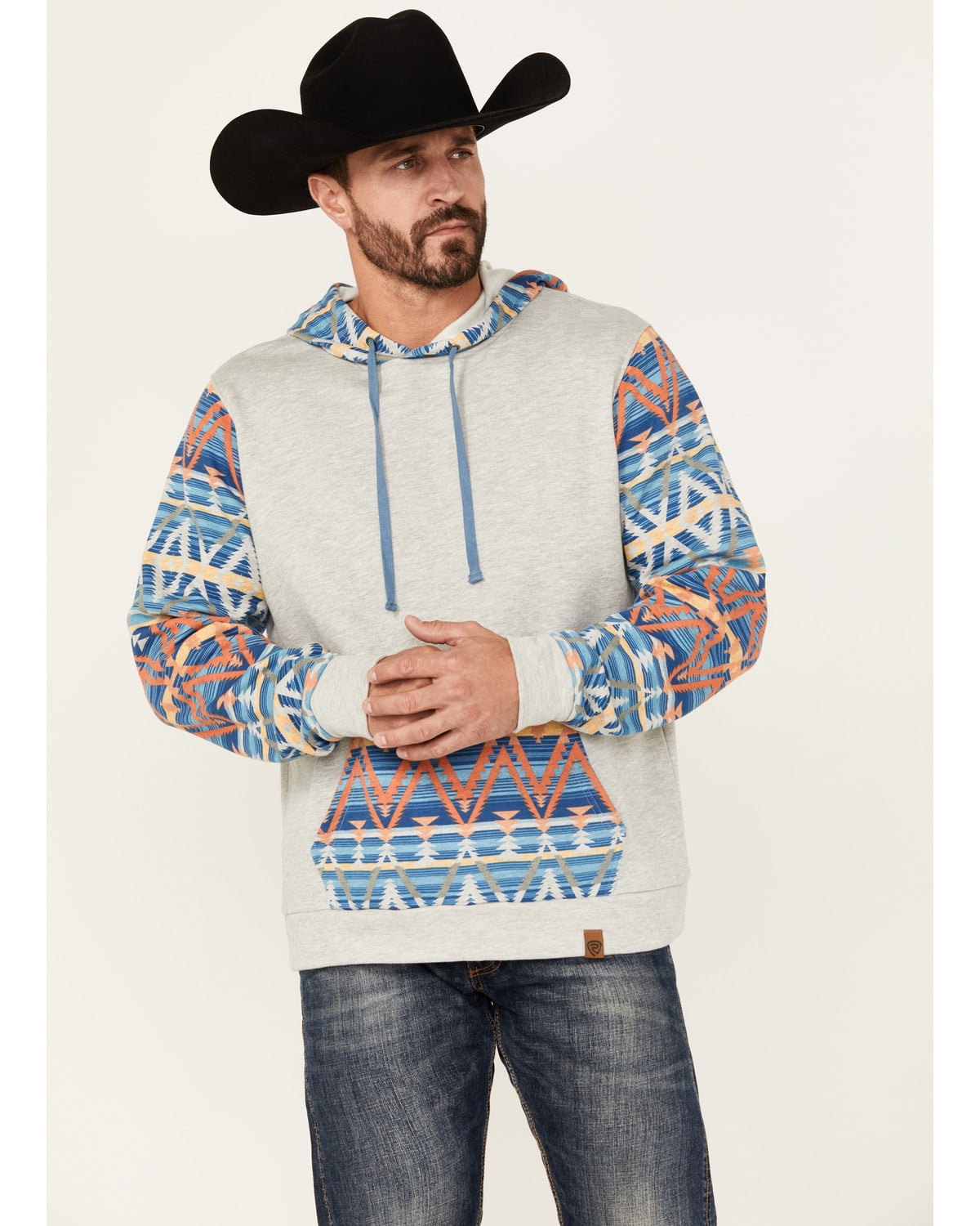 Rock & Roll Denim Men's And Southwestern Print Color Block Hooded ...