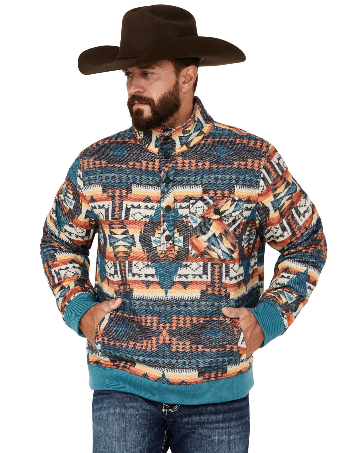 Rock & Roll Denim Men's And Southwestern Print Jacquard Bomber Jacket ...