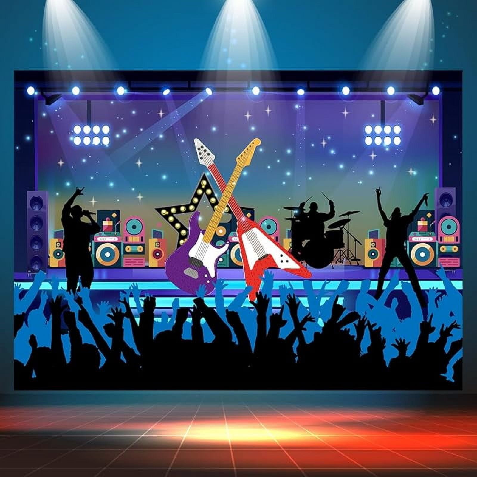 Rock and Roll Music Backdrop Rock Star Music Theme Birthday Background ...