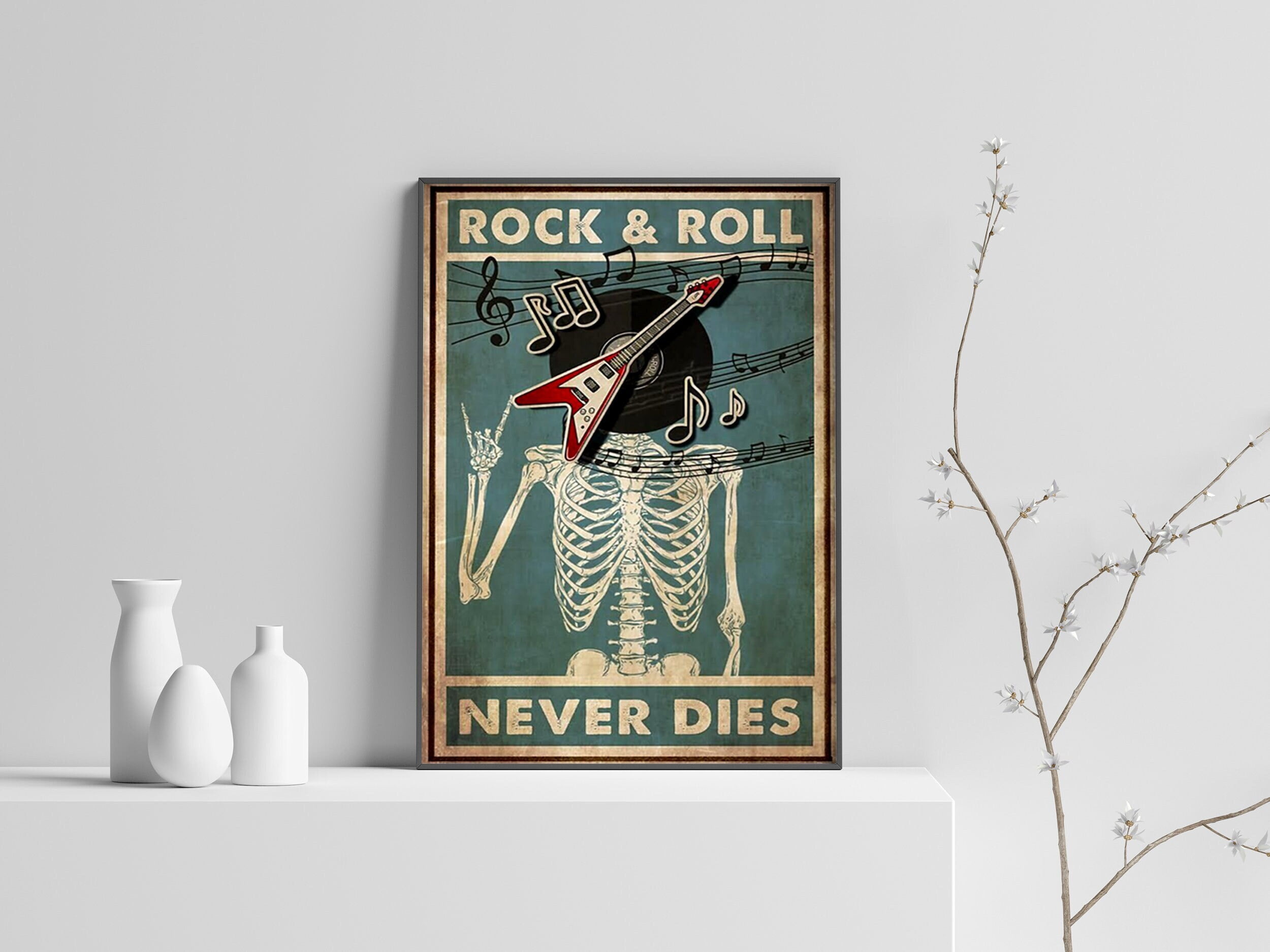 Rock & Roll Never Dies Vintage Poster, Hippie Style Poster, Poster For ...