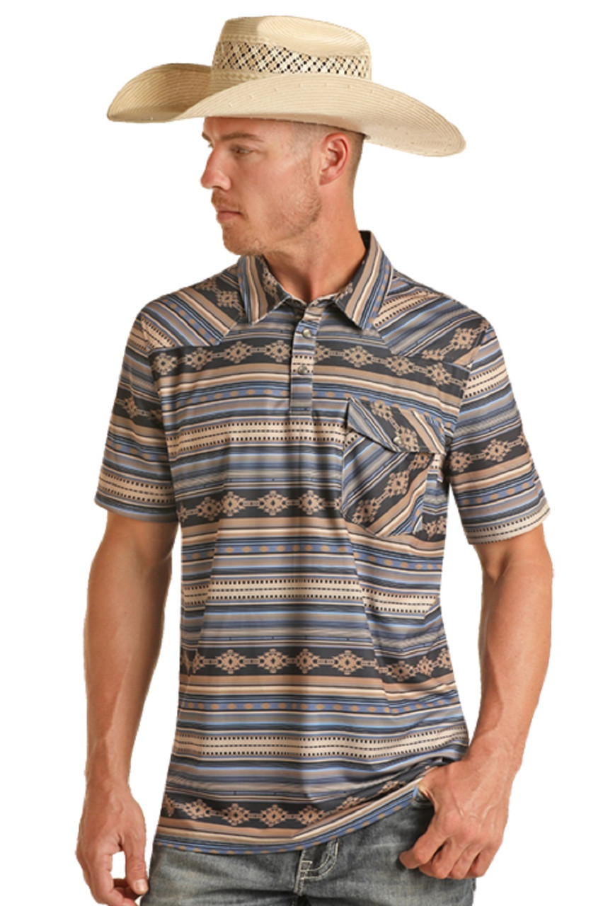 Rock & Roll New Body Blue Stripe Print - Mens Polo - Bm53T03492 ...