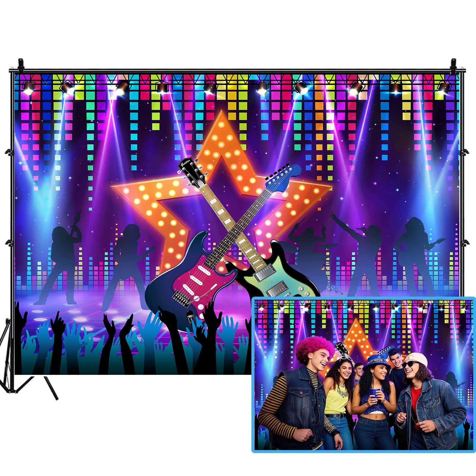 Rock and Roll Party Backdrops for Photoshoot, Disco Music Karaoke ...