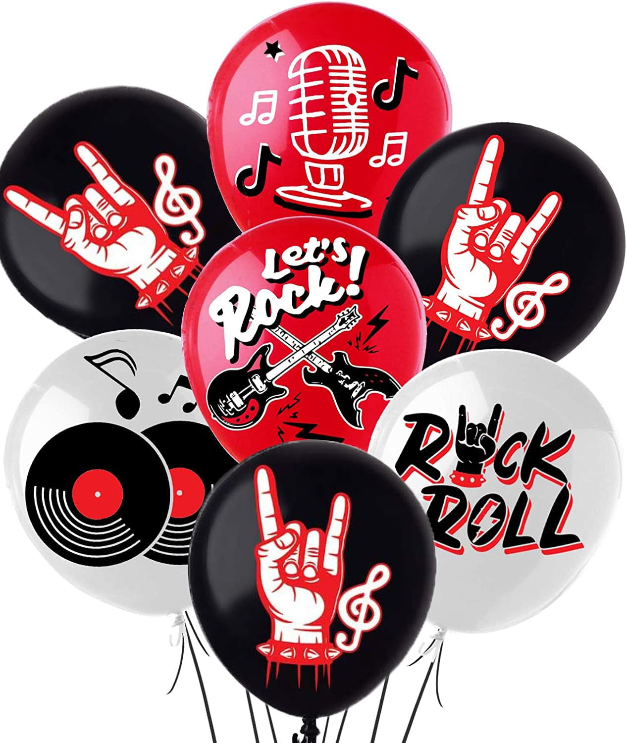 Rock and Roll Party Decoration Balloons 12'' Latex Balloons for Music ...