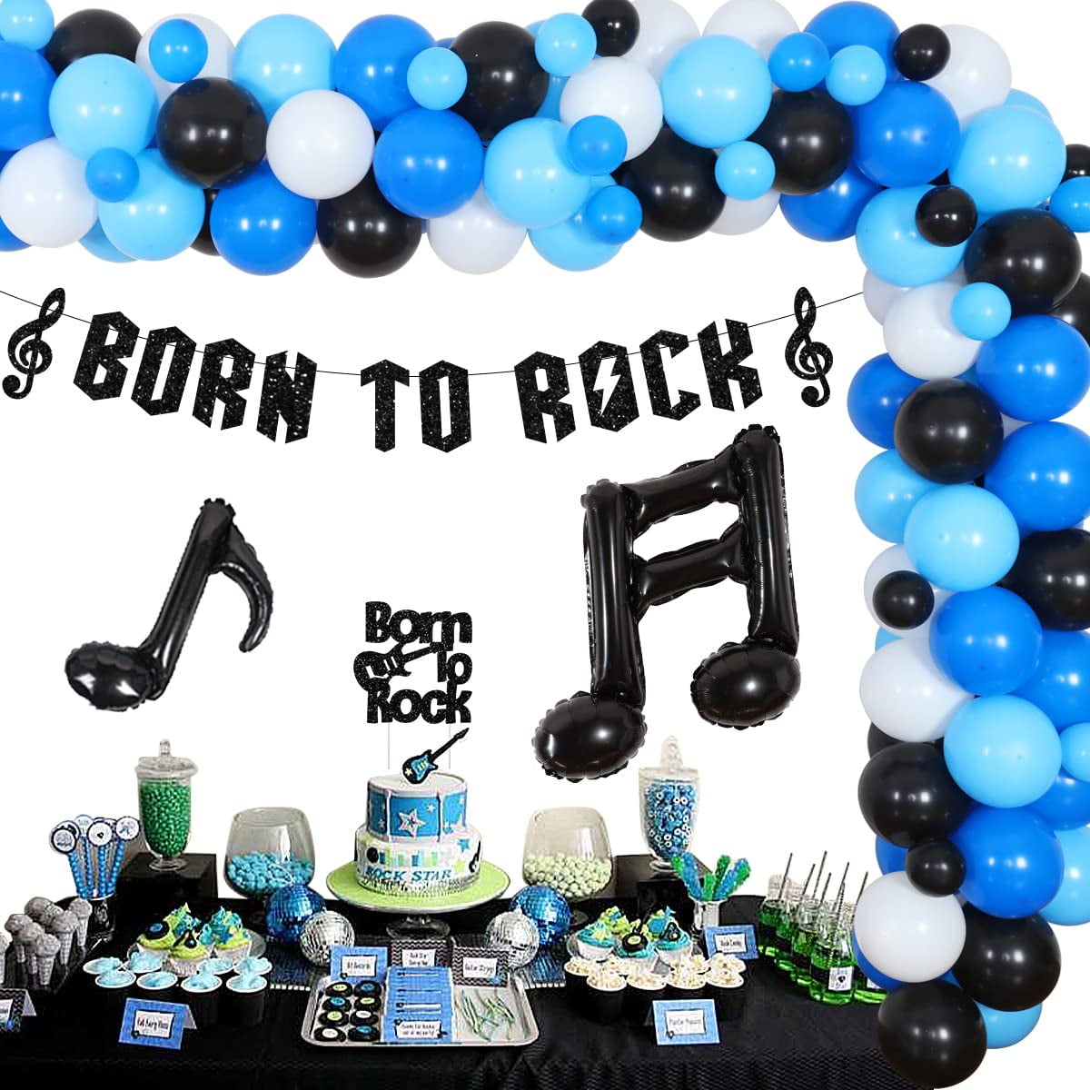 Rock and Roll Party Decorations, Born AFN1To Rock Glitter Banner Cake ...