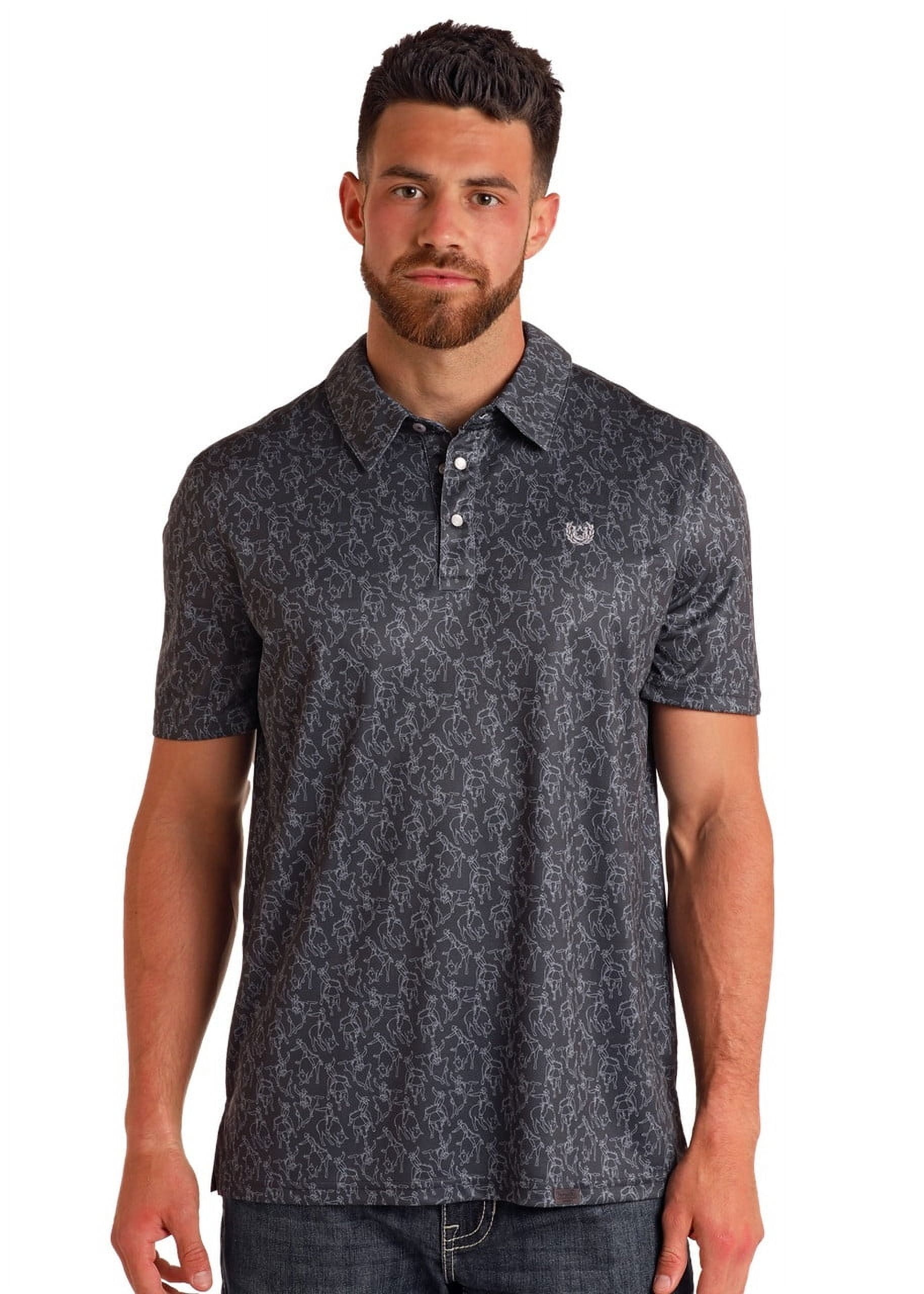 Rock & Roll Polo Black Snap Print - Mens Polo - Tm51T05529 - Walmart.com