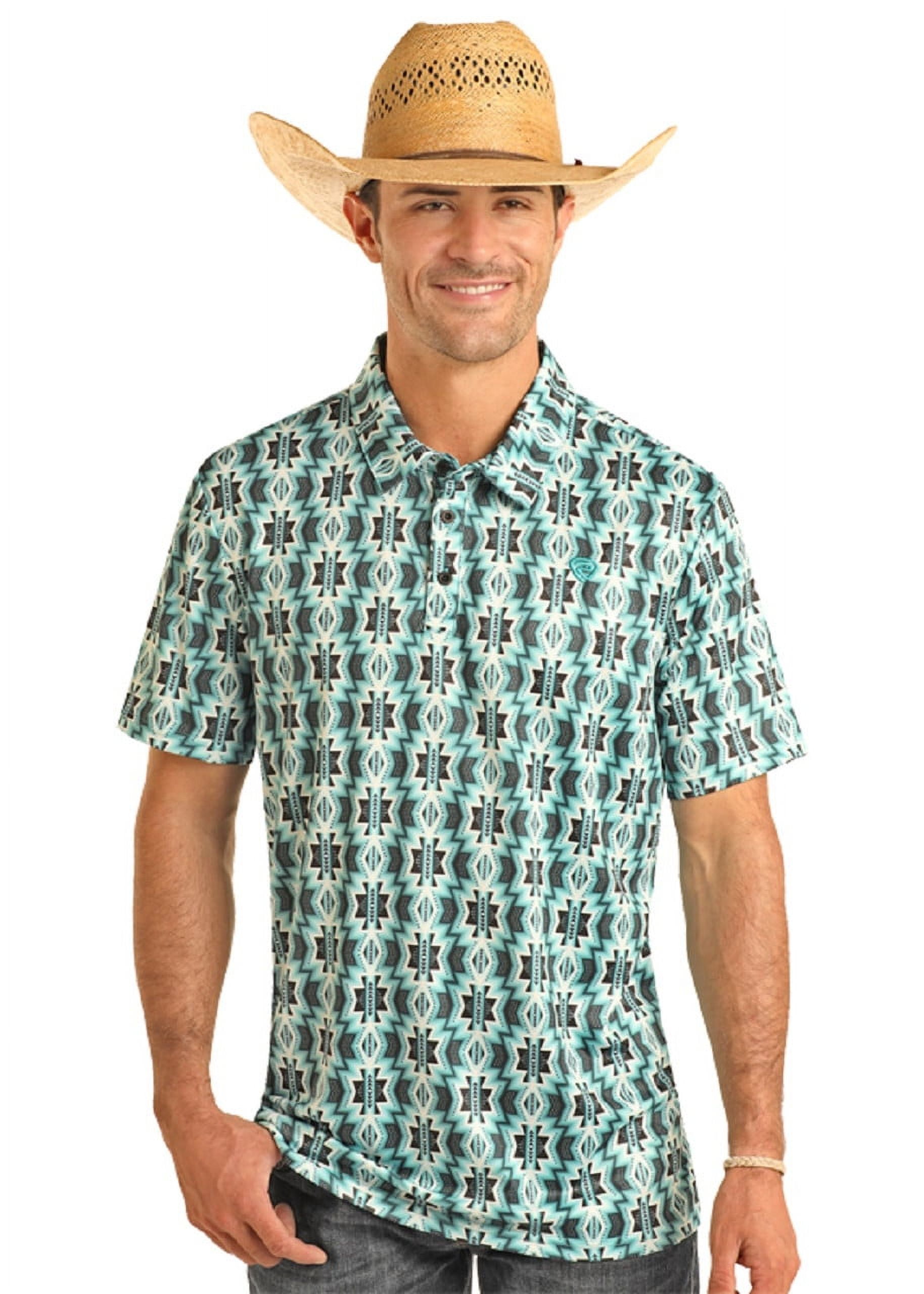 Rock & Roll Printed Aztec Polo Teal - Mens Polo - Bm51T03966 - Walmart.com
