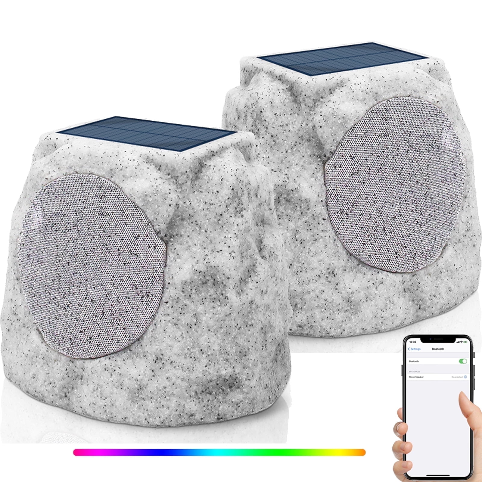 NiceBuy Rock Speakers Outdoor Waterproof Solar Powered Rock Speaker ...