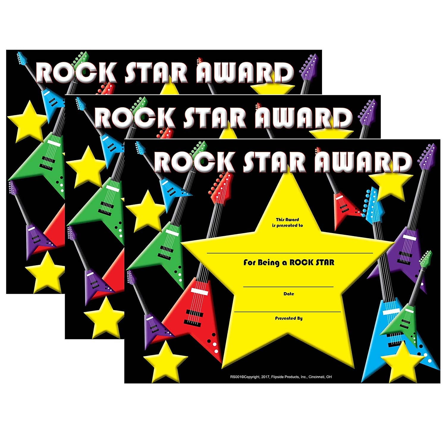 Rock Star Award Certificate, 8.5" x 11", 30 Per Pack, 3 Packs - Walmart.com