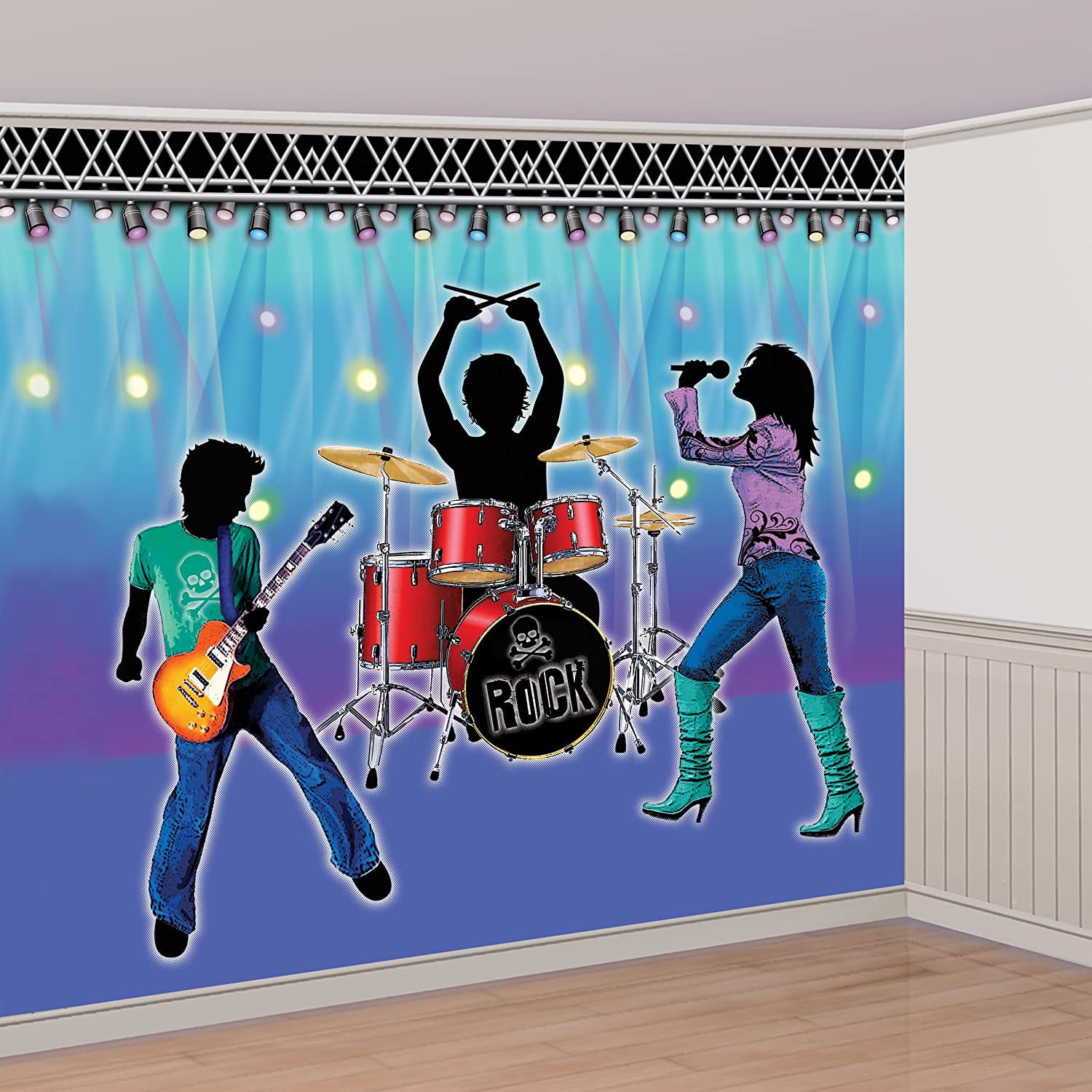 Rock Star Theme Party Scene Setters Room Roll Decorating Kit - Walmart.com