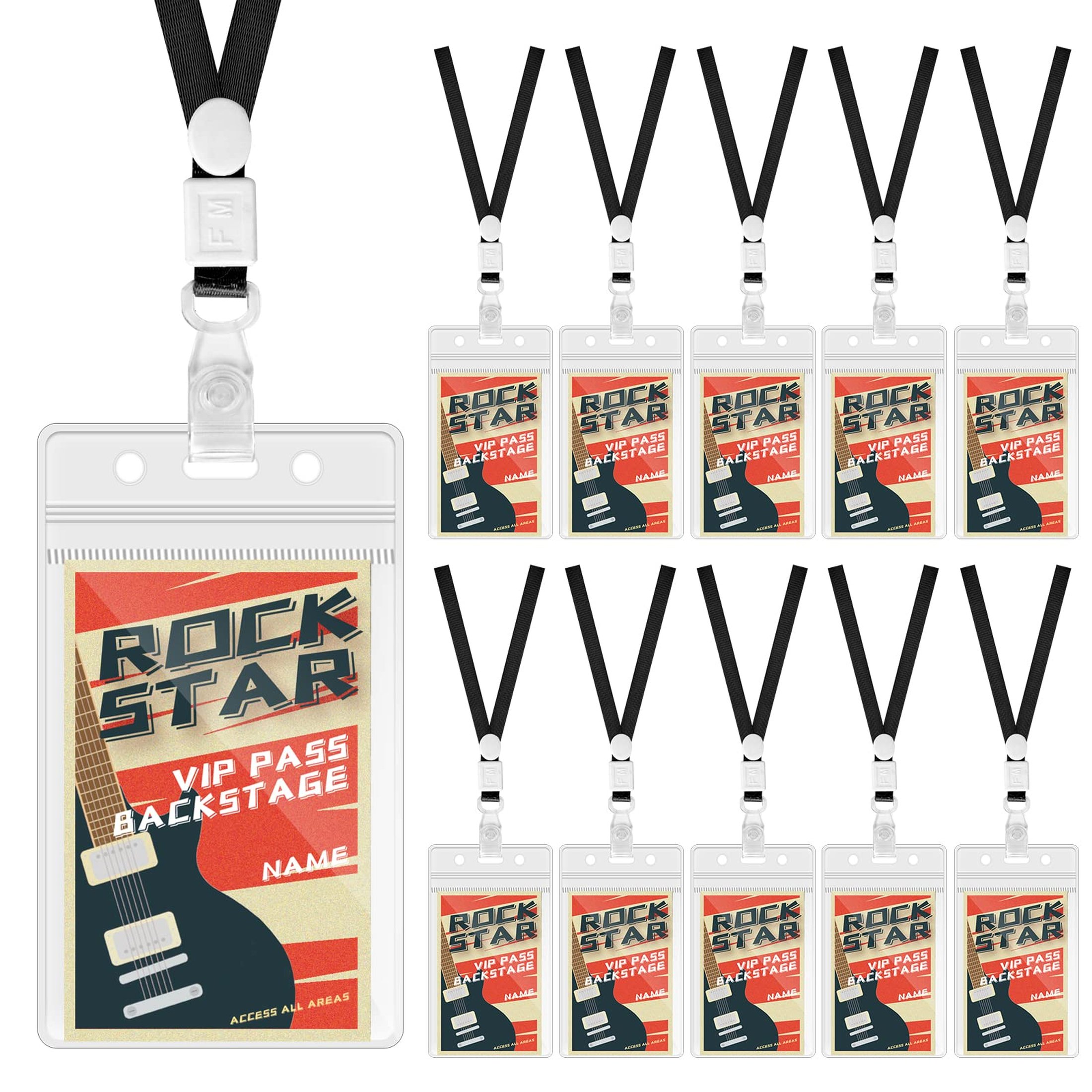 Rock Star Party Pack: 10-Piece Music Badge & Lanyard Set - Rock & Roll ...
