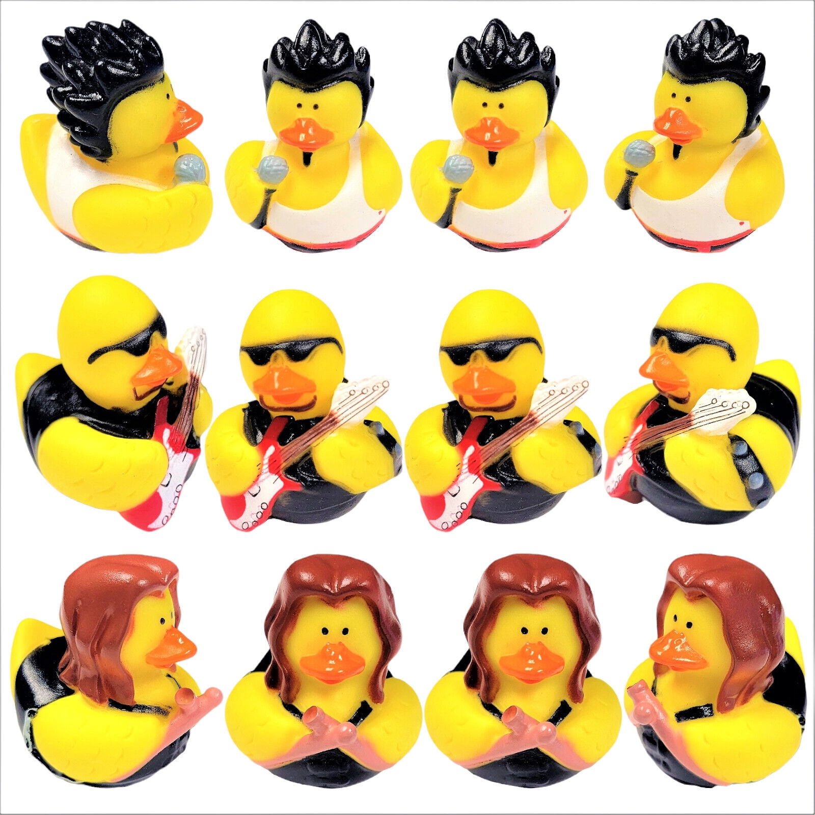 Rock Star Rubber Ducks, Standard Size 2", Kids Bath Tub Pool Toy (12 ...