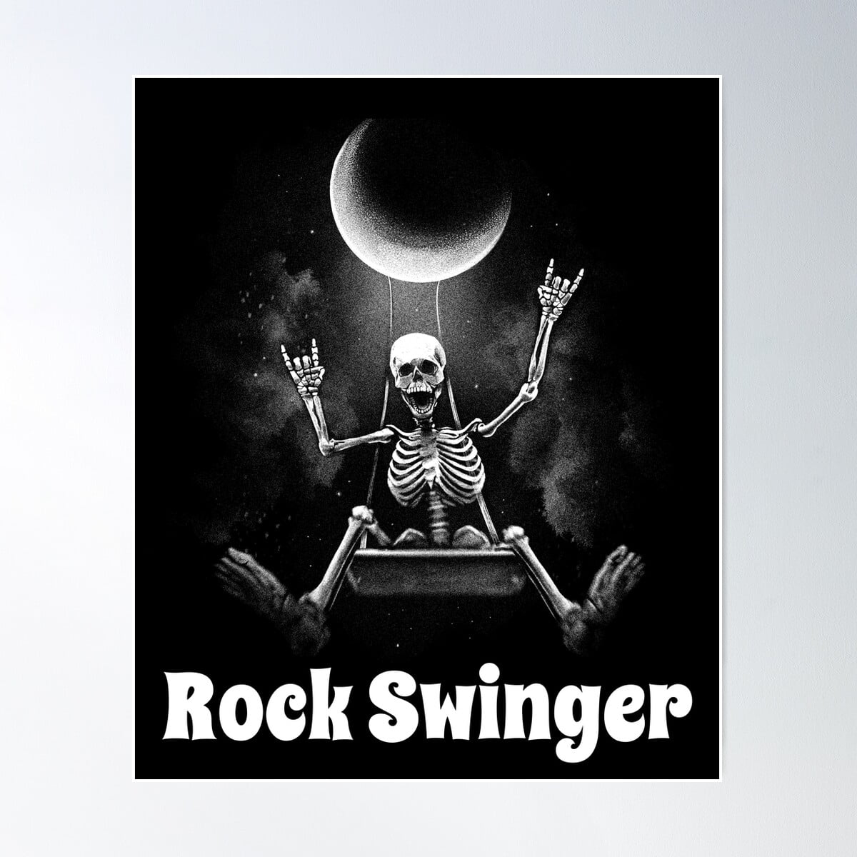 Rock Swinger - Swinging Rock Skeleton - Rocker Poster Wall Art, Modern ...