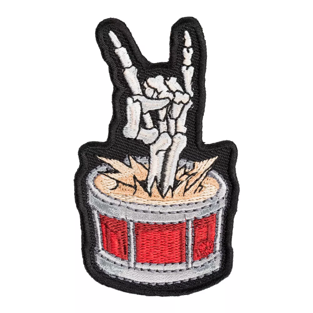 Rock The Drums Skeleton Horns Patch, Musical Instruments Patches ...