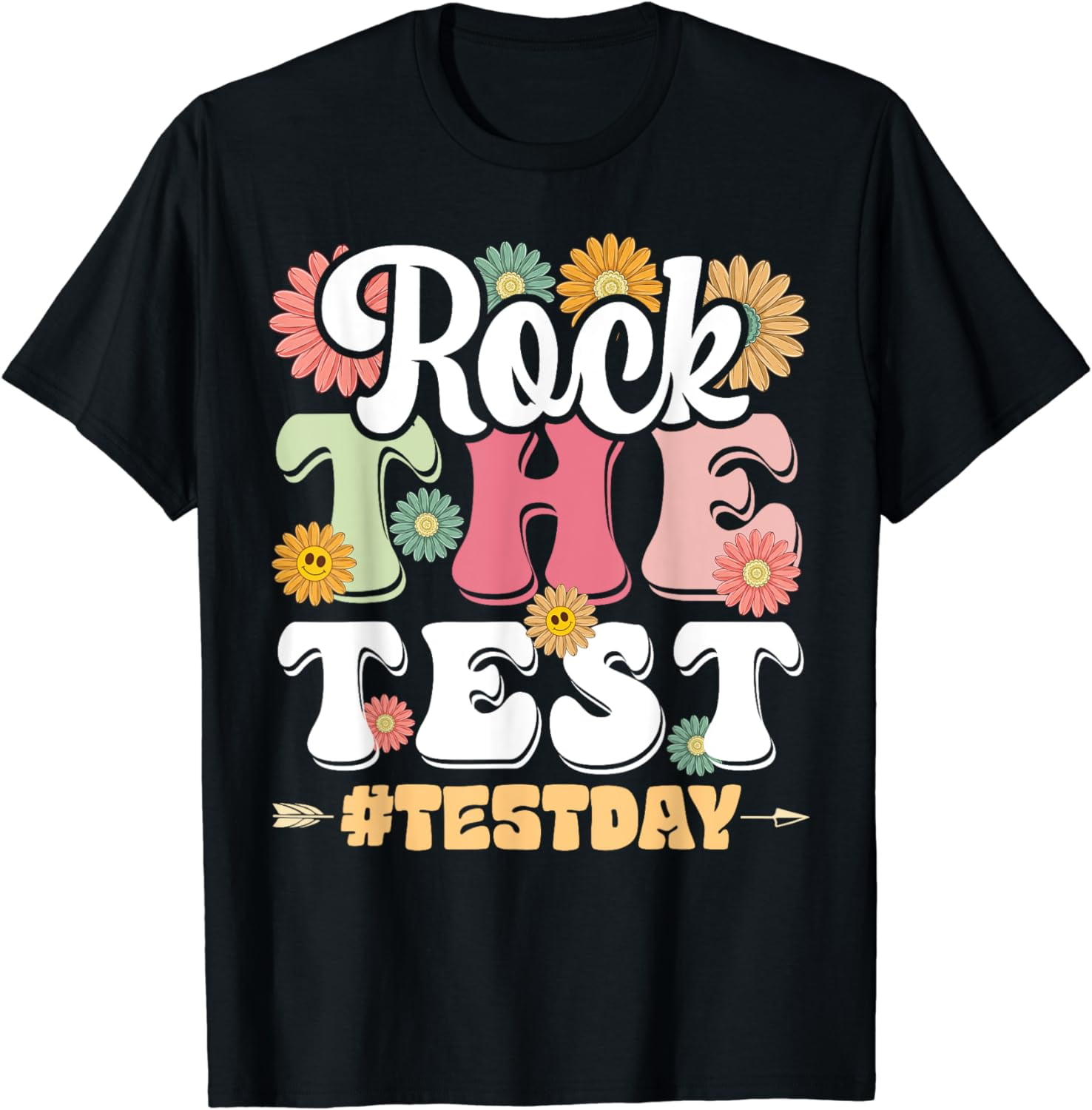 Rock The Test Testing Day Groovy Motivational Teacher T-Shirt - Walmart.com